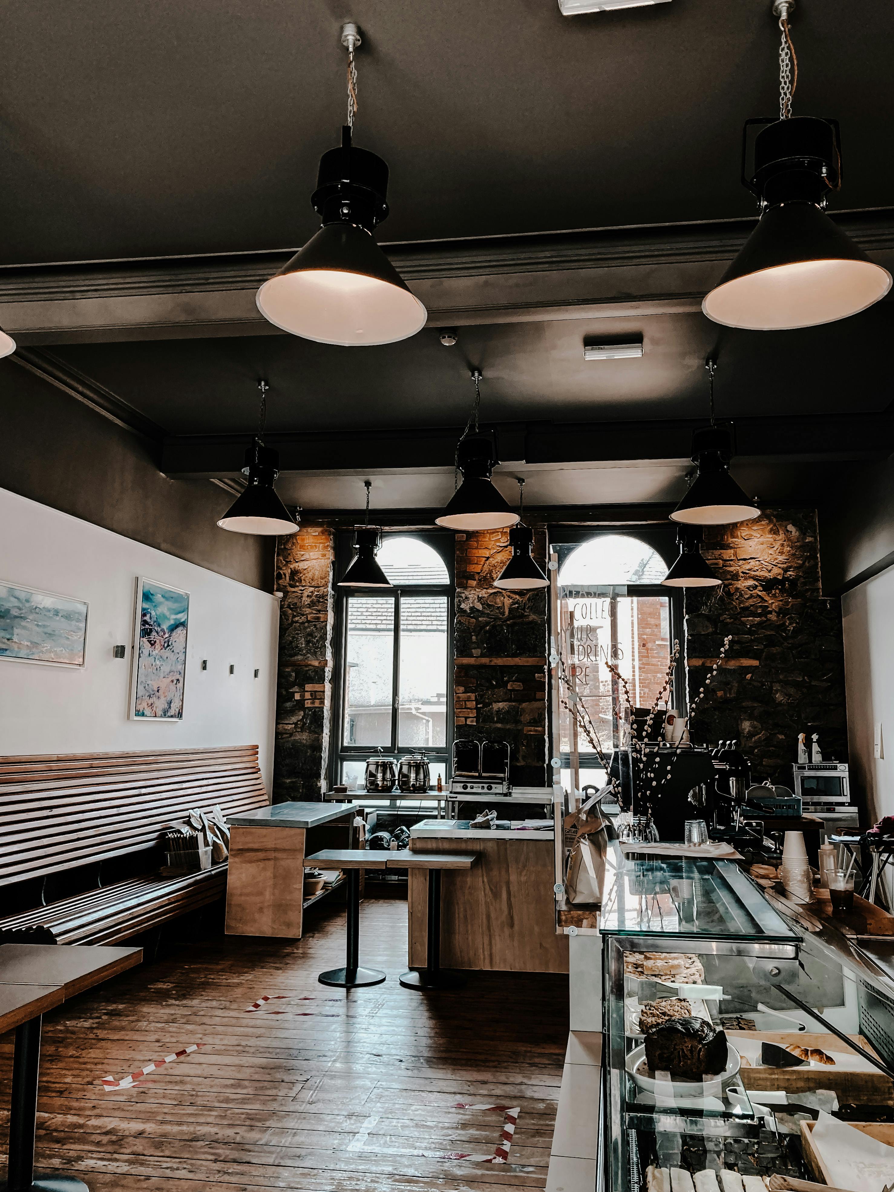Cozy cafeteria with modern furniture and design · Free Stock Photo