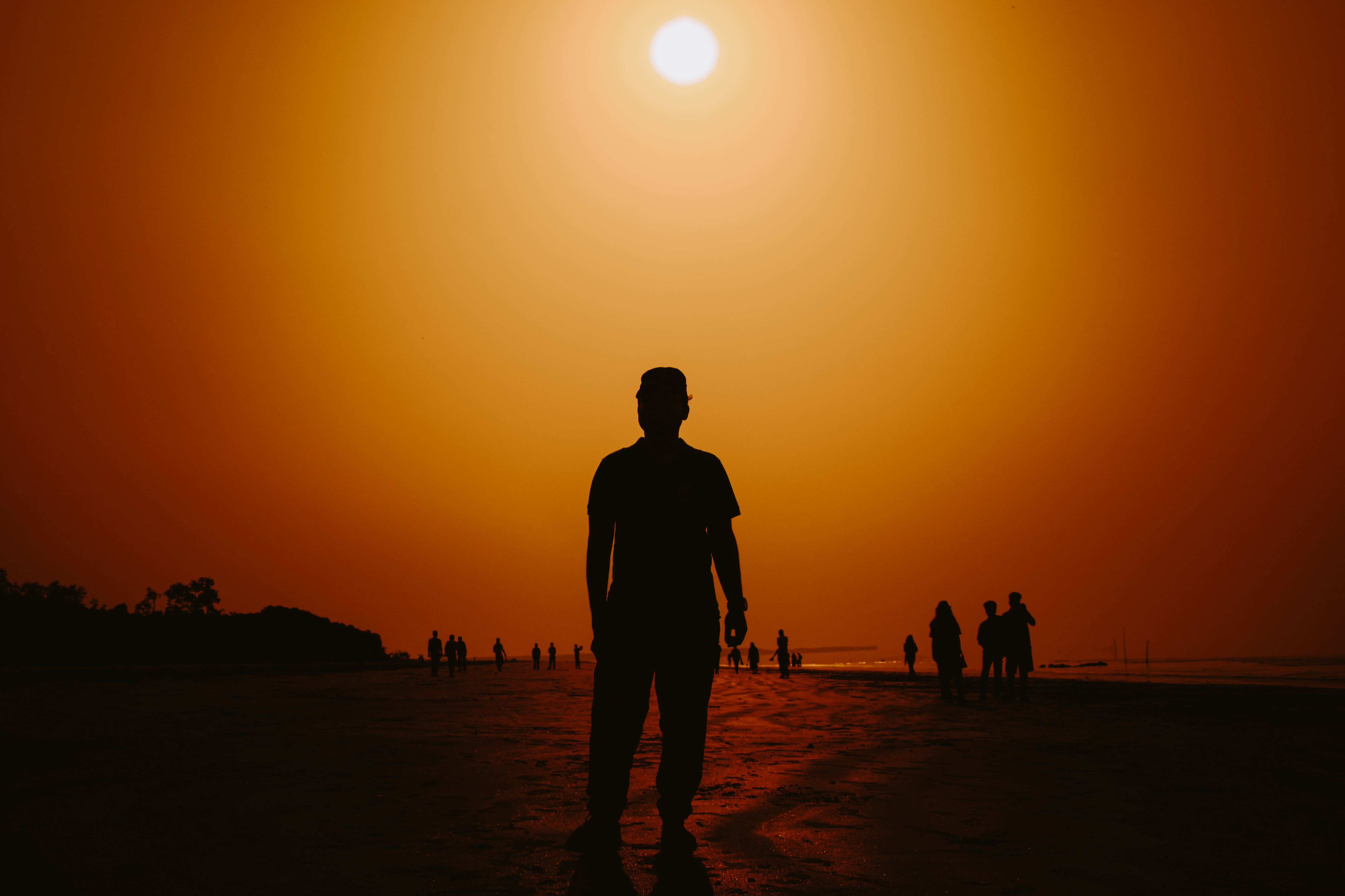 Person with Bucket on Beach at Golden Sunrise · Free Stock Photo