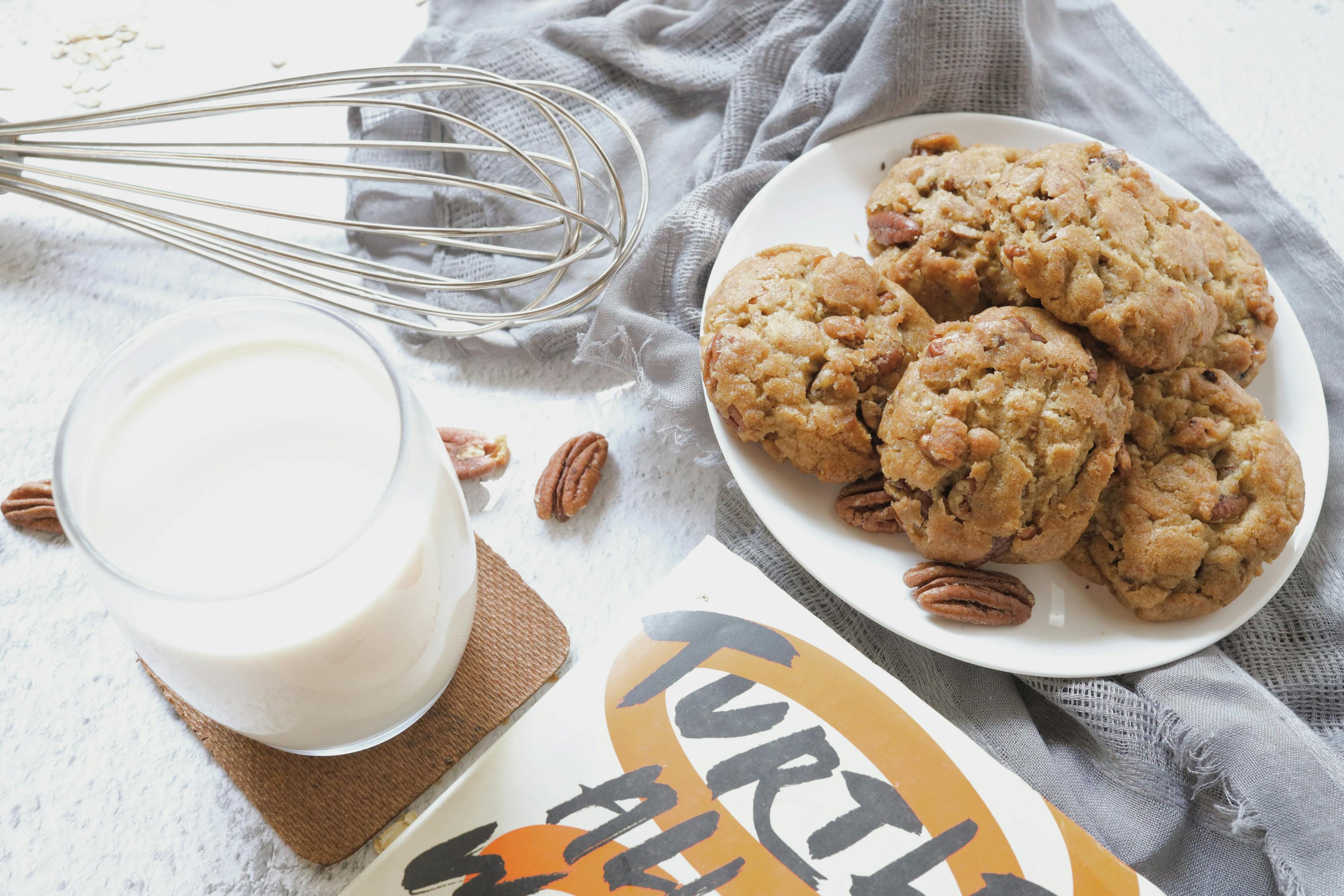 Cookies On Plate And A Glass Of Milk Free Stock Photo cookies-on-plate-and-a-glass-of-milk-free-stock-photo