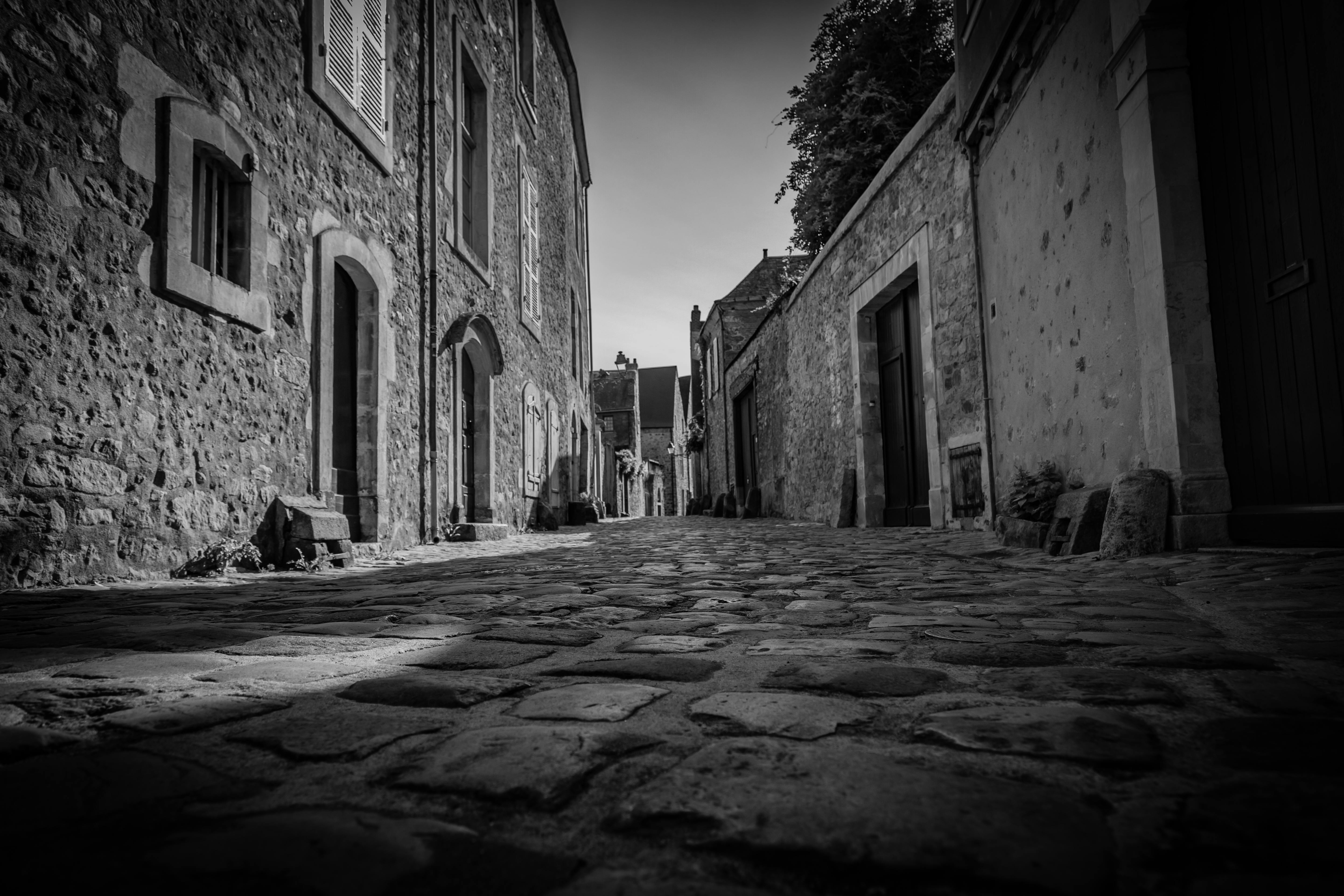 Free stock photo of black and white, old street, old town
