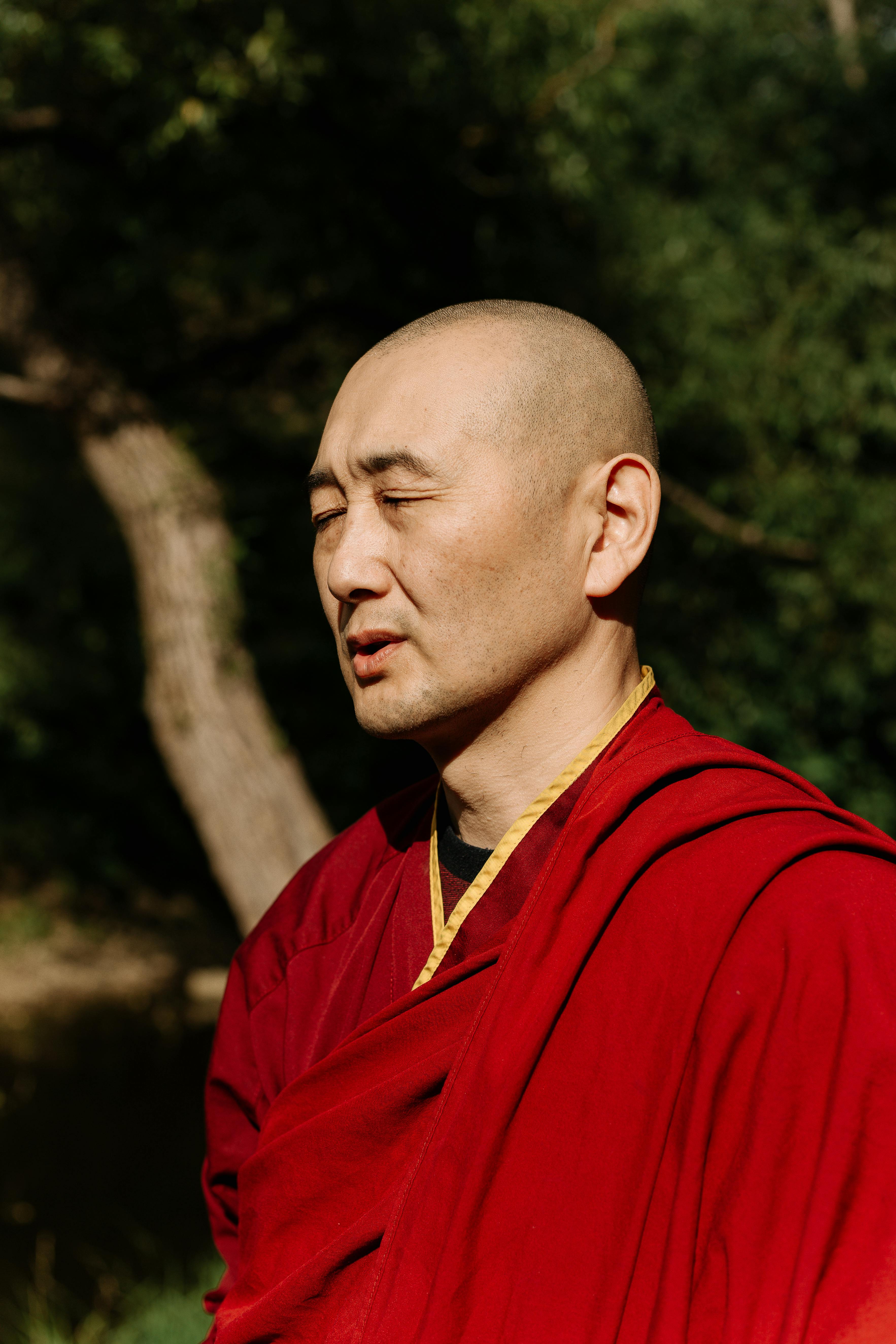 Portrait of a Bald Monk · Free Stock Photo