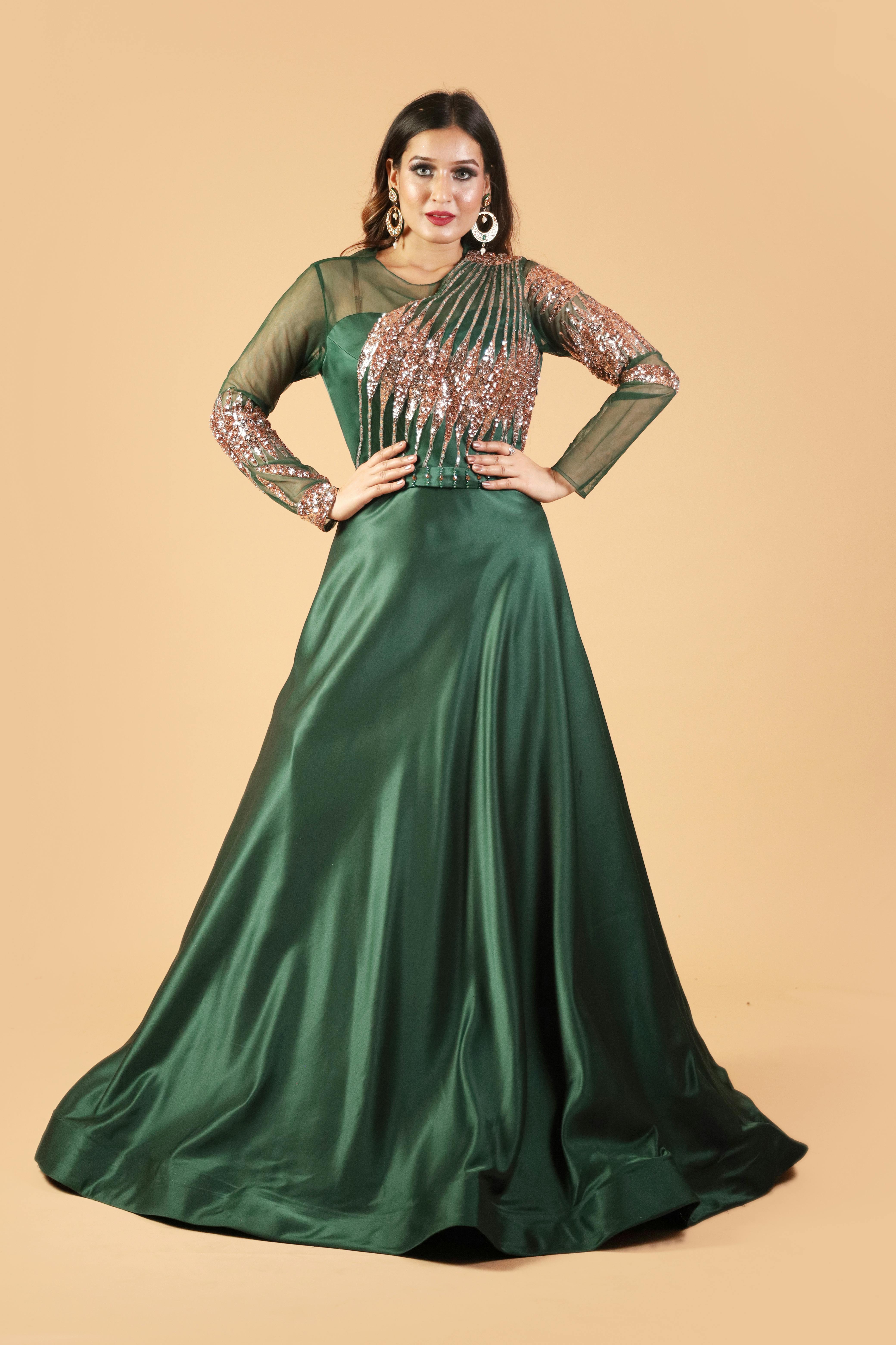 A Beautiful Lady in Green Gown · Free Stock Photo