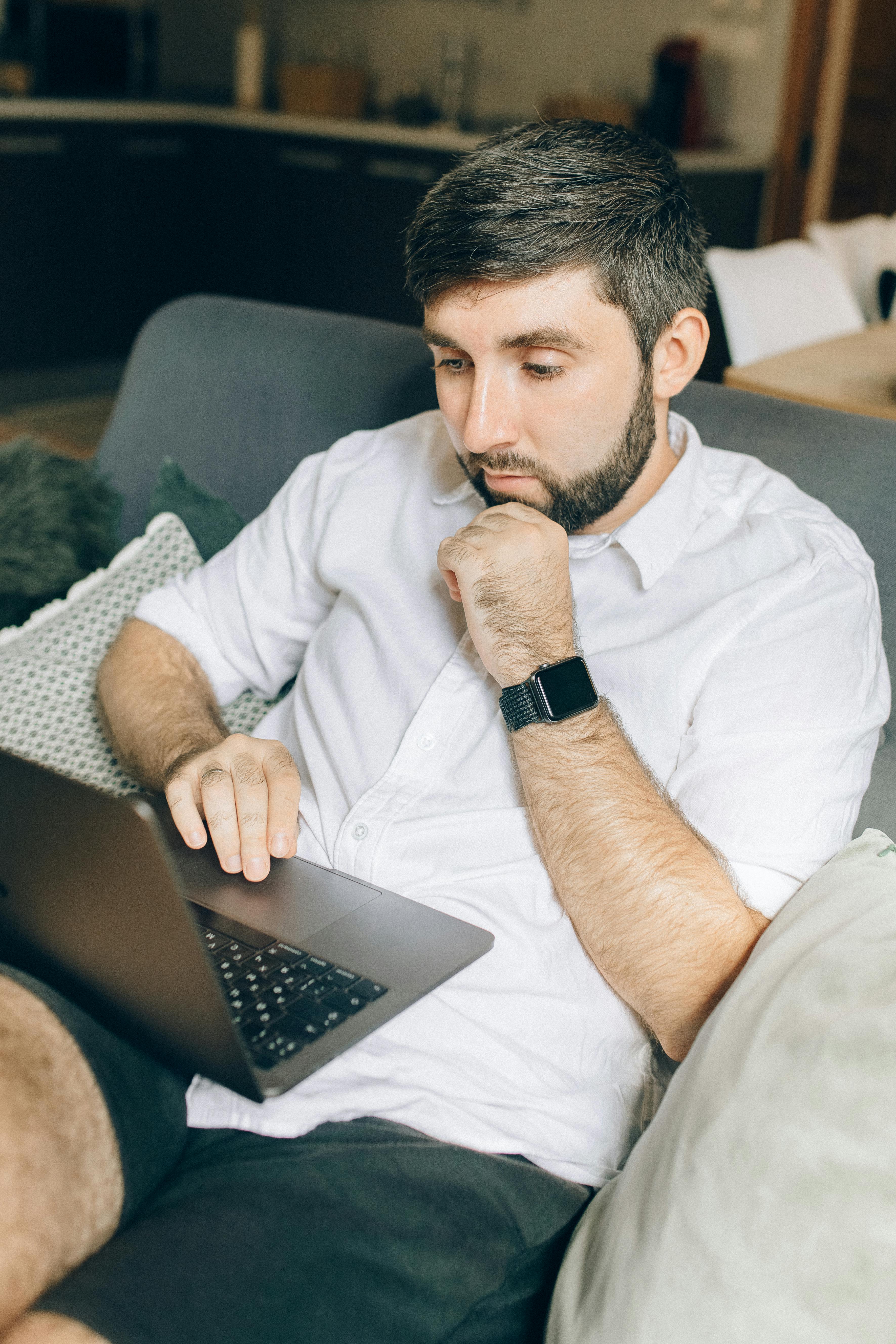 White Man Beard Laptop Couch Photos, Download The BEST Free White Man ...