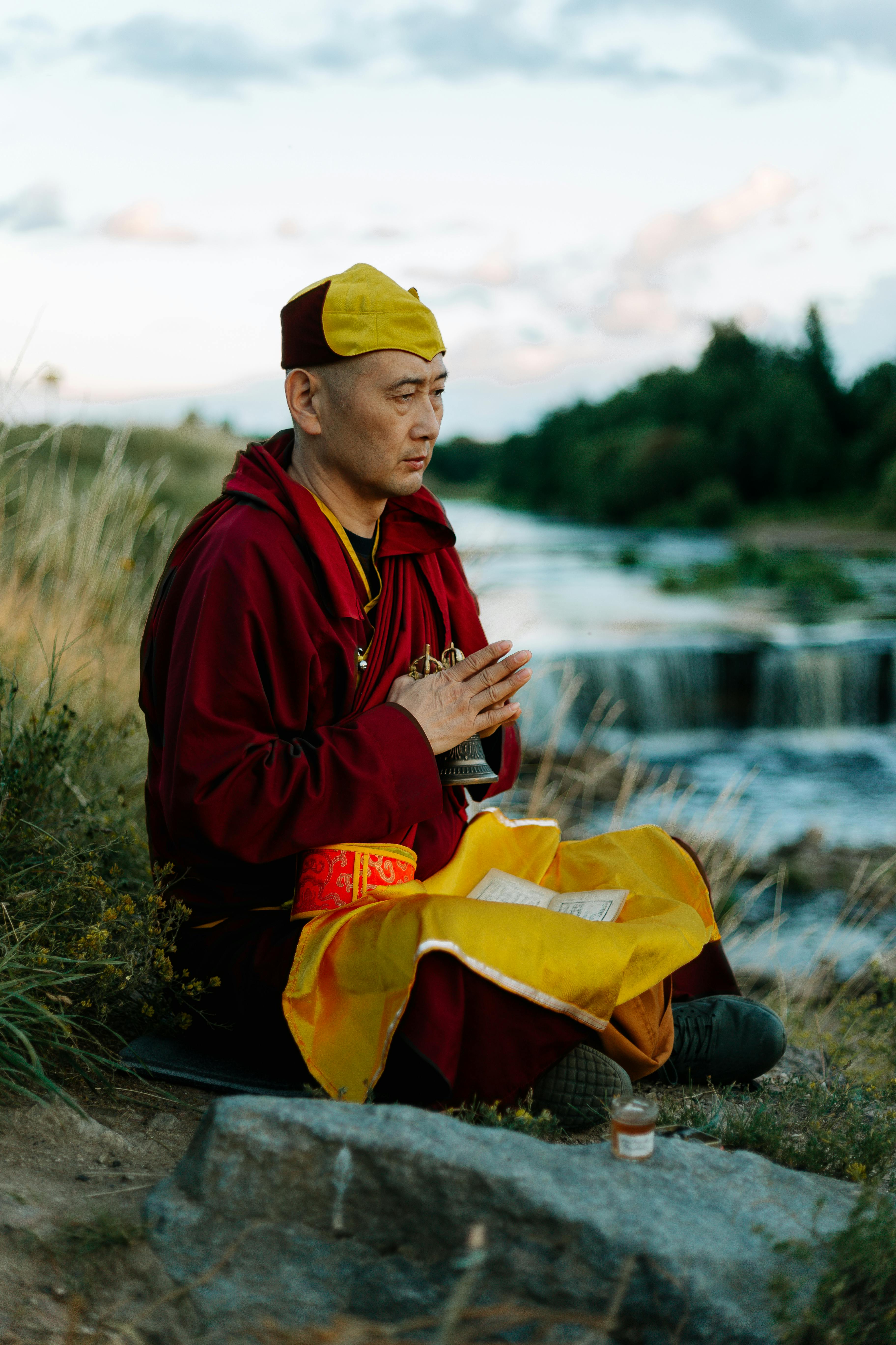 Adolescent in Monk Attire · Free Stock Photo