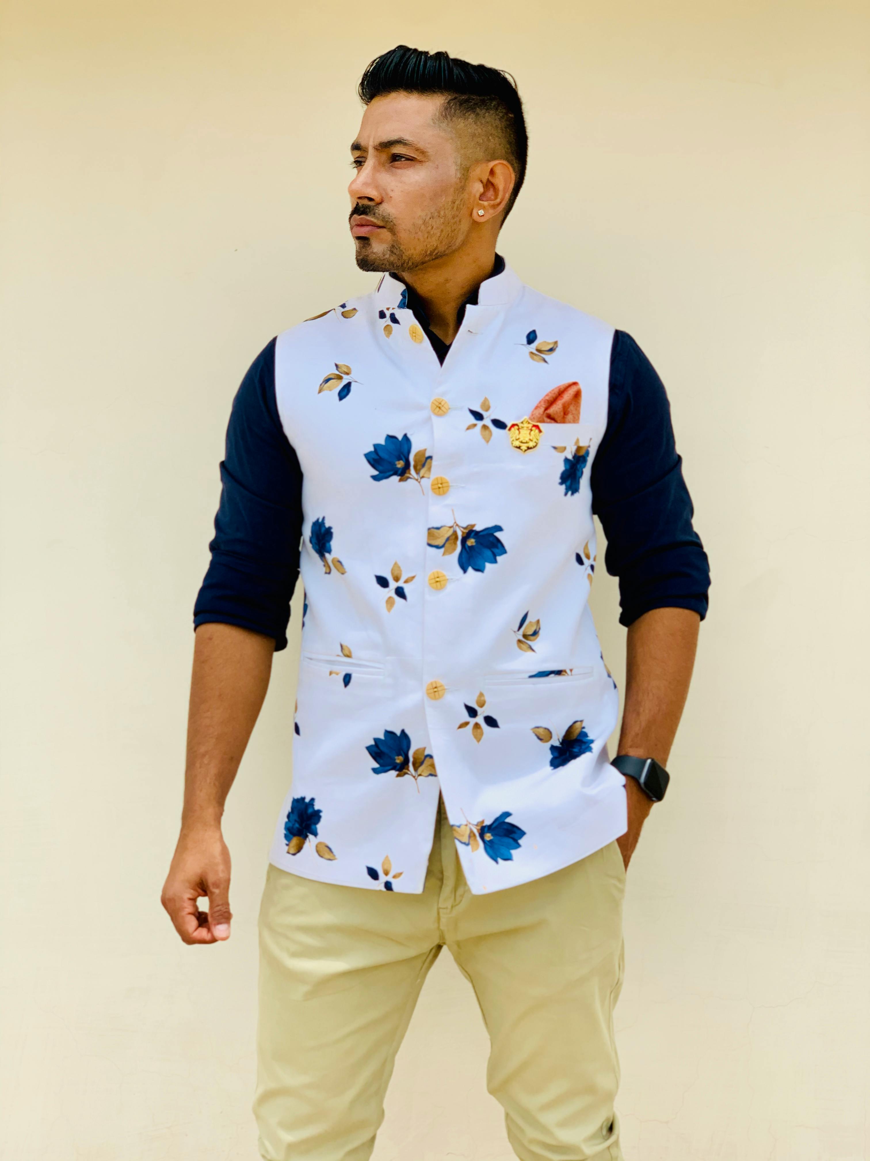 Well Dressed Man Sitting on Pick Up Truck in Linen Suit and Floral ...