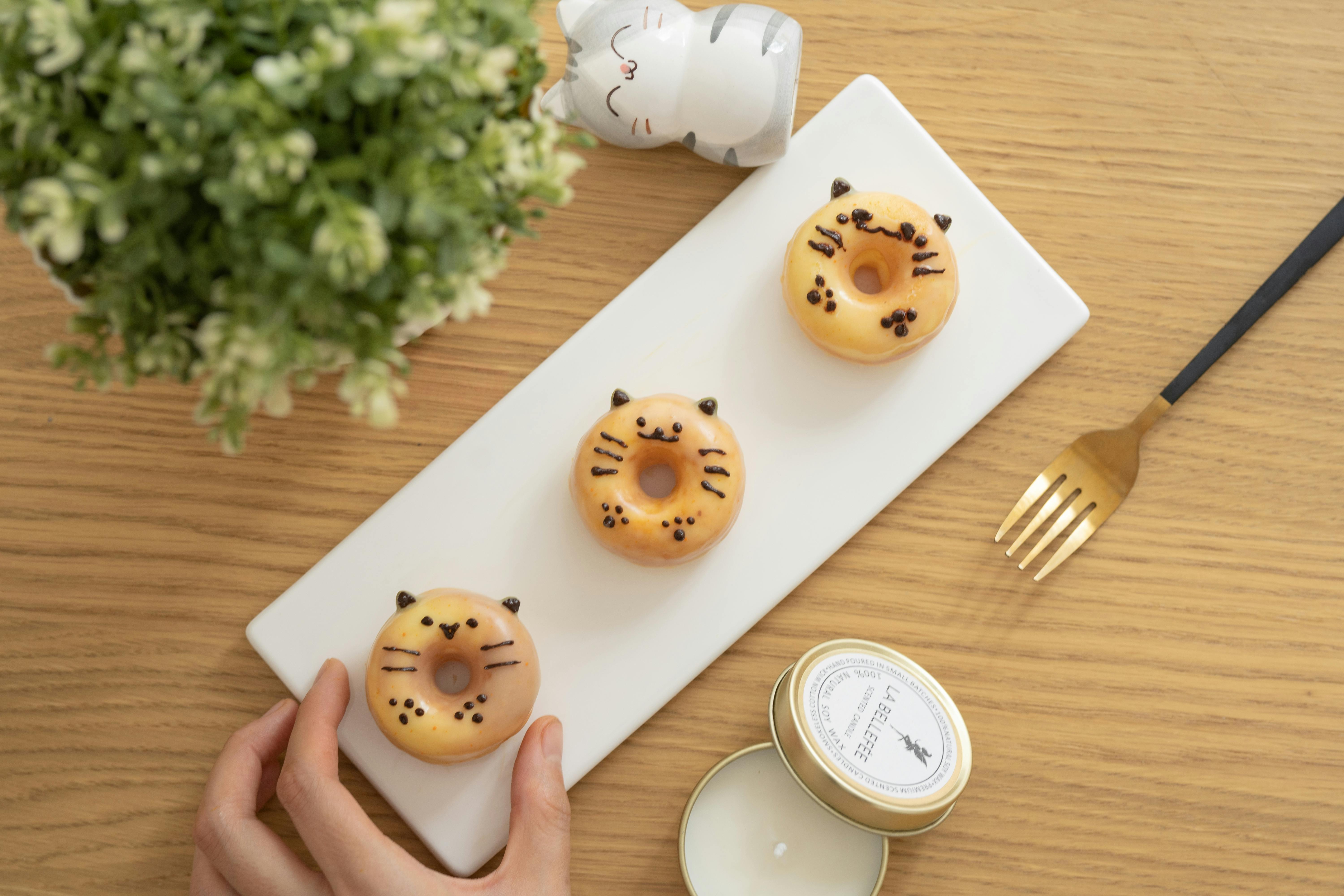 Glazed Doughnuts on a Rectangular plate · Free Stock Photo