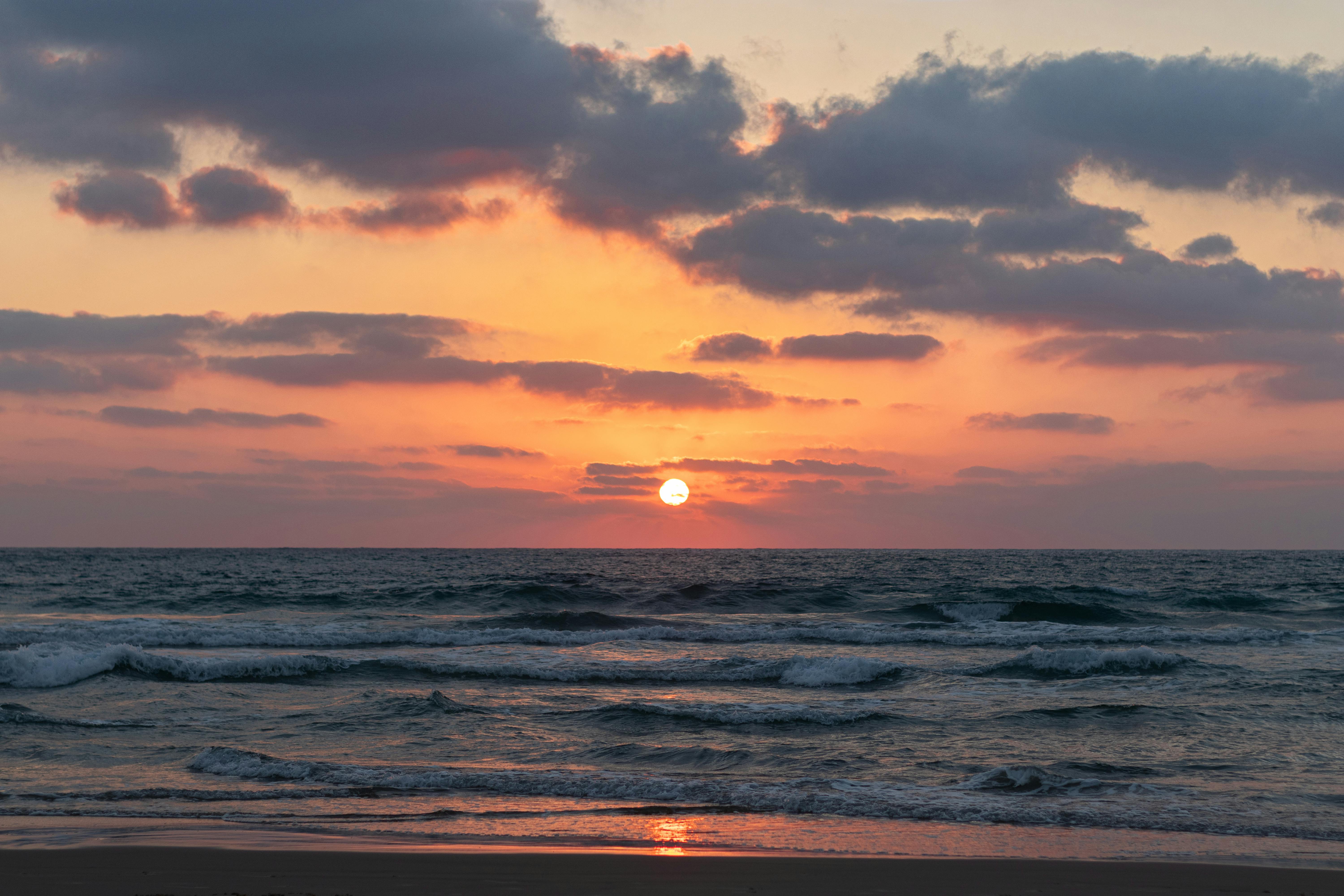 Wavy sea washing sandy beach · Free Stock Photo