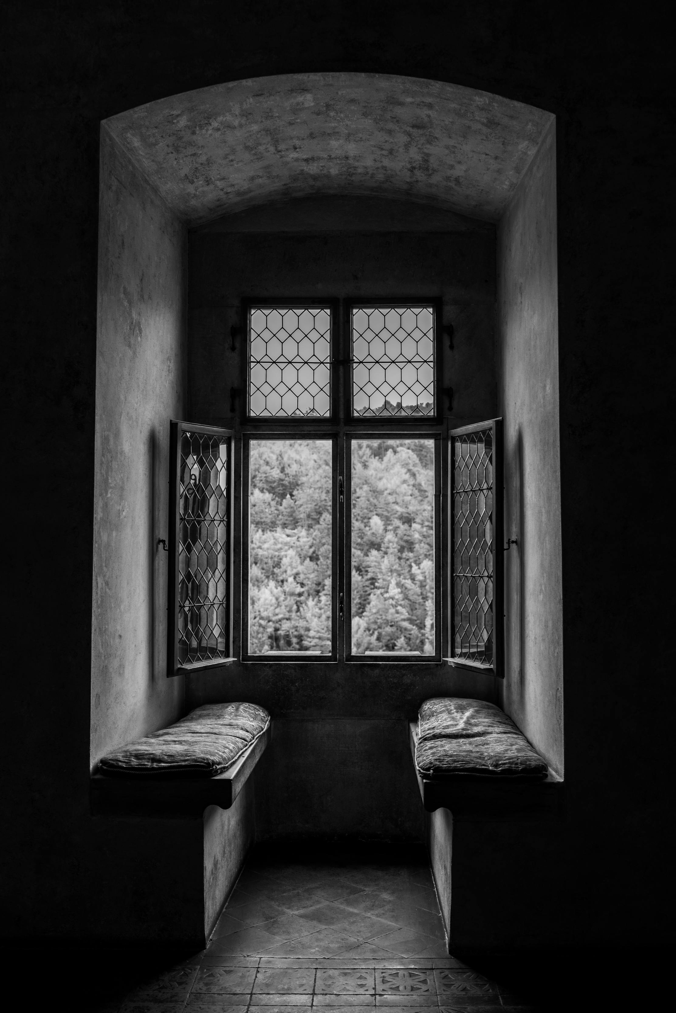 Grayscale Photo of a Window · Free Stock Photo