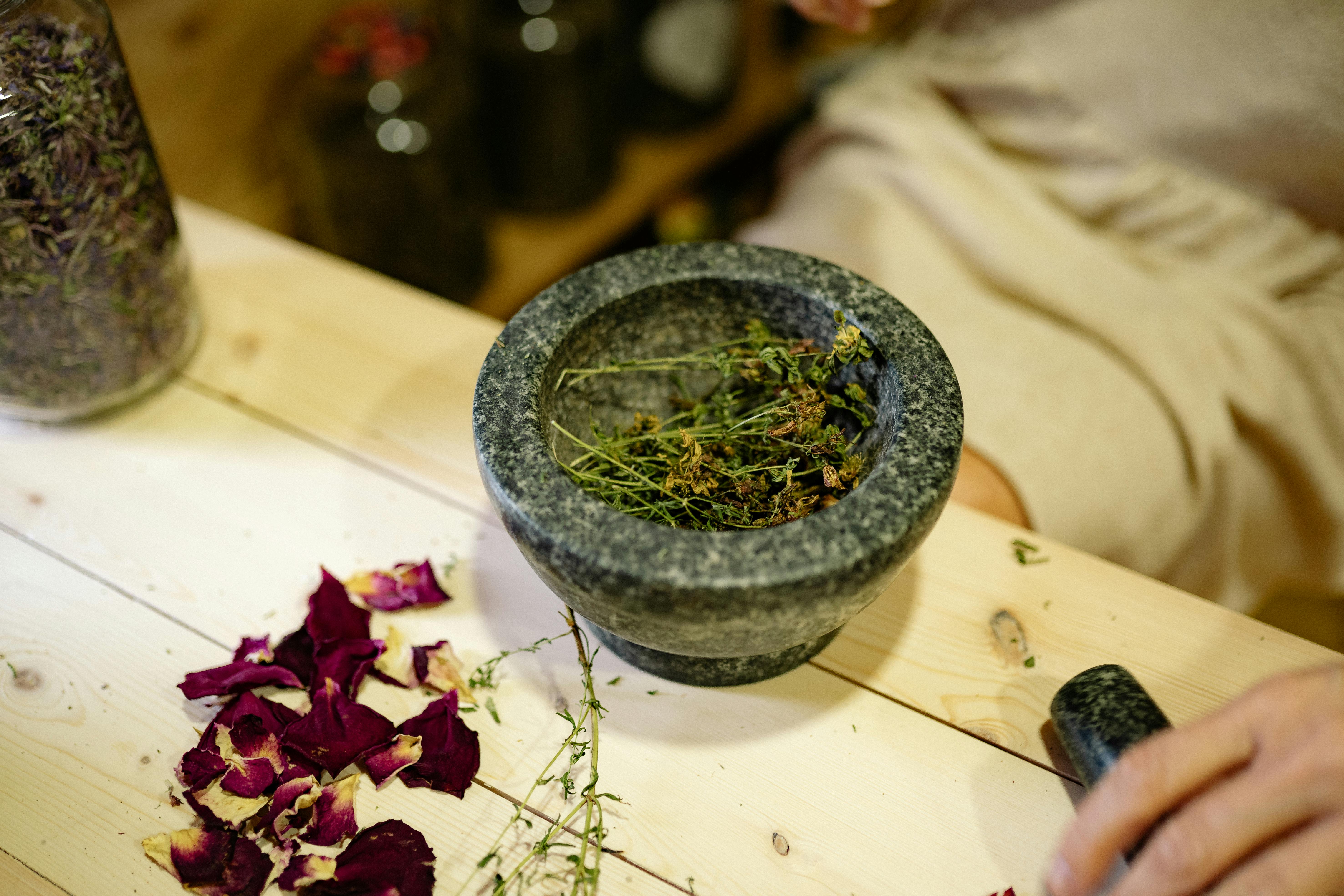 Herbal Powder on a Glass Container with Cork Lid · Free Stock Photo