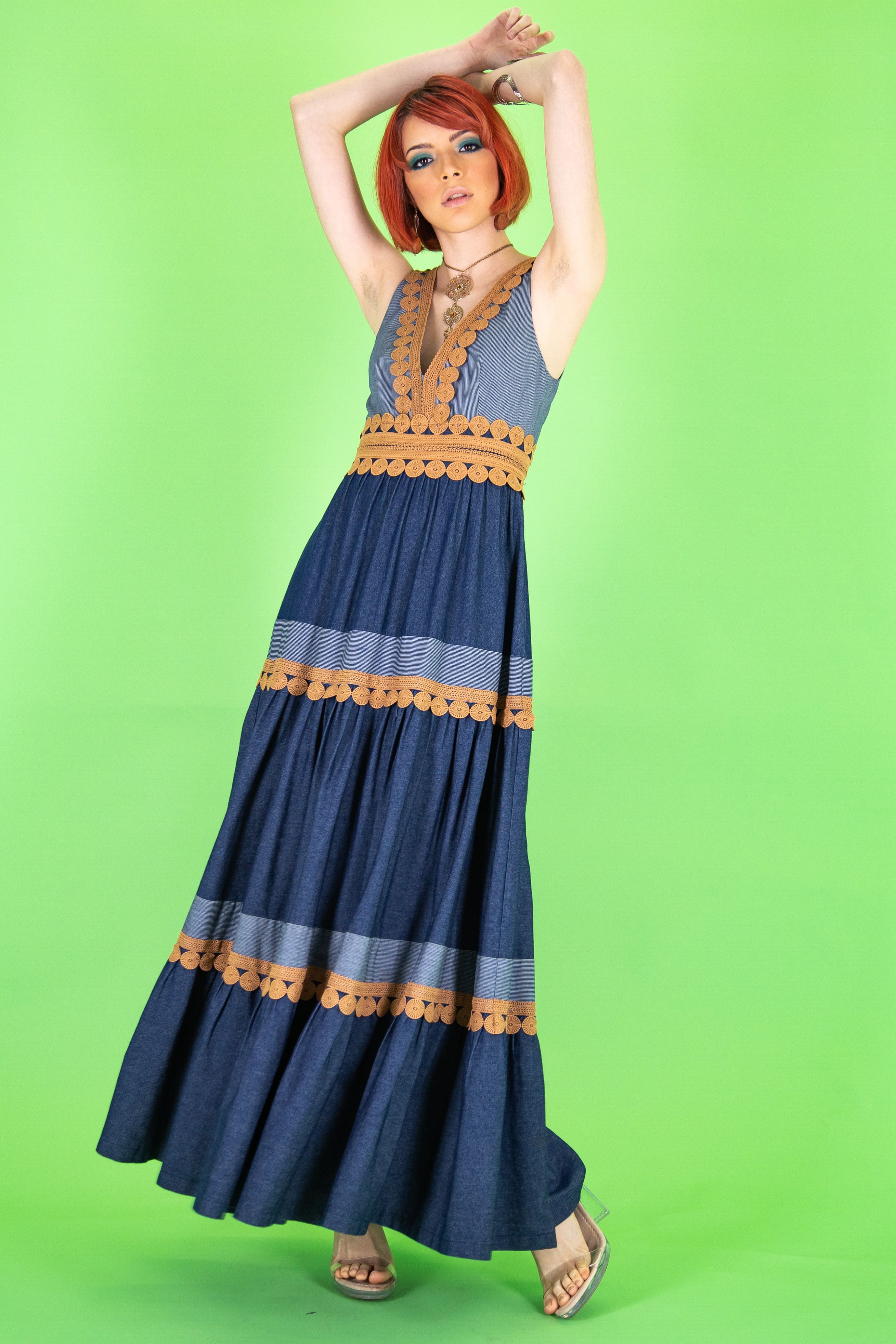 A Woman in Blue Dress Posing · Free Stock Photo