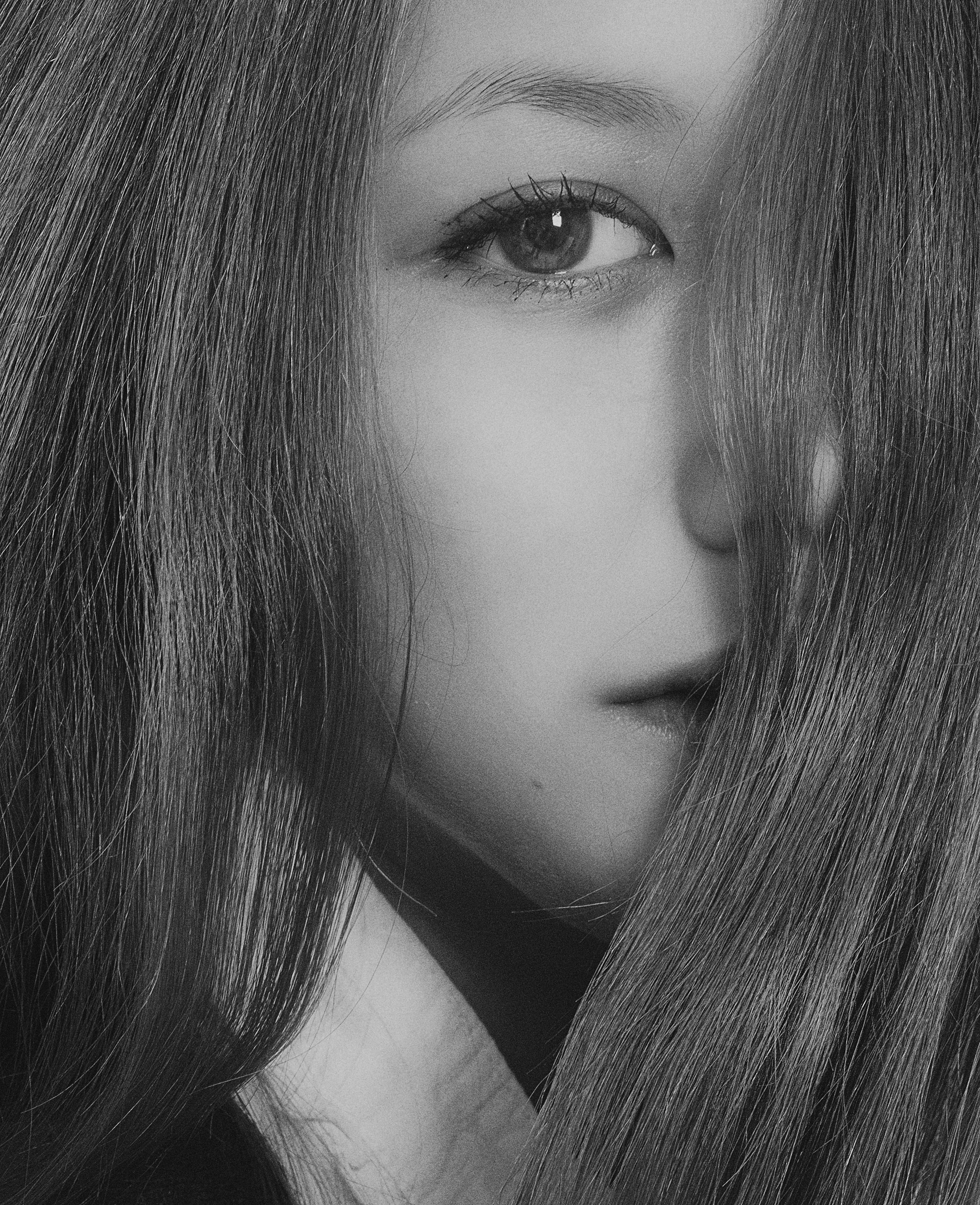 Woman's Face in Grayscale · Free Stock Photo