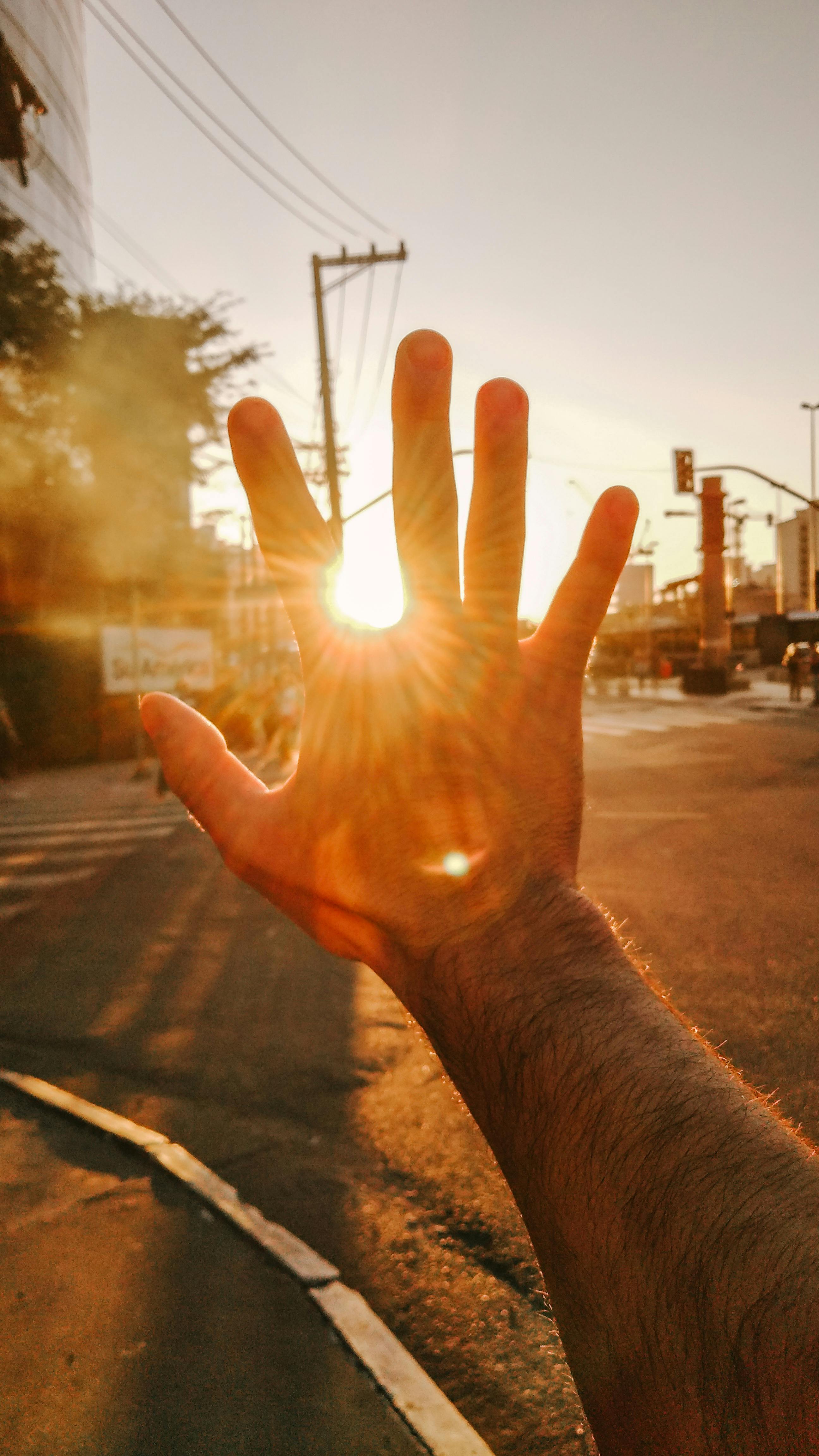 A Hand Covering Sun Glare · Free Stock Photo
