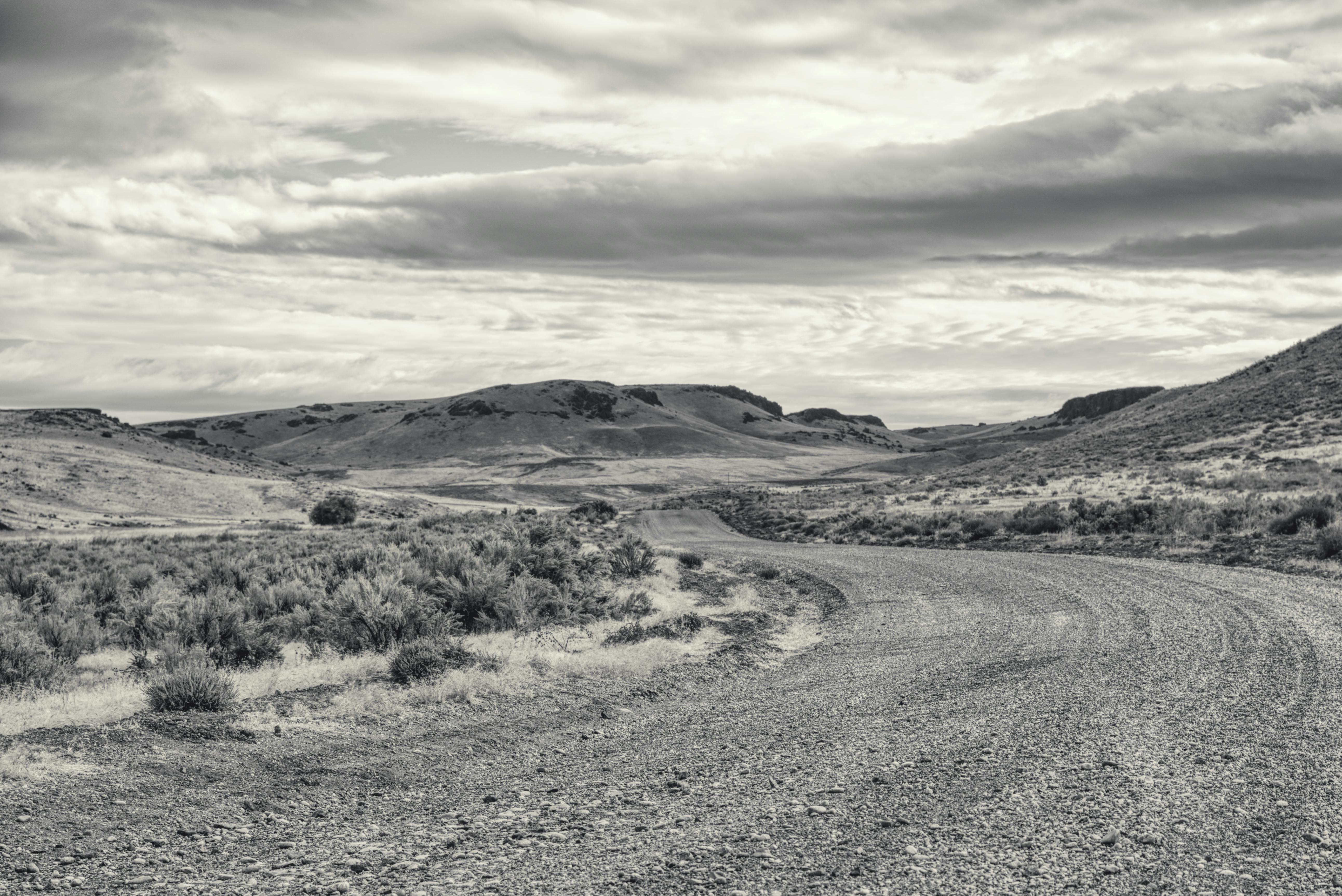 Grayscale Photograph of a Desert · Free Stock Photo