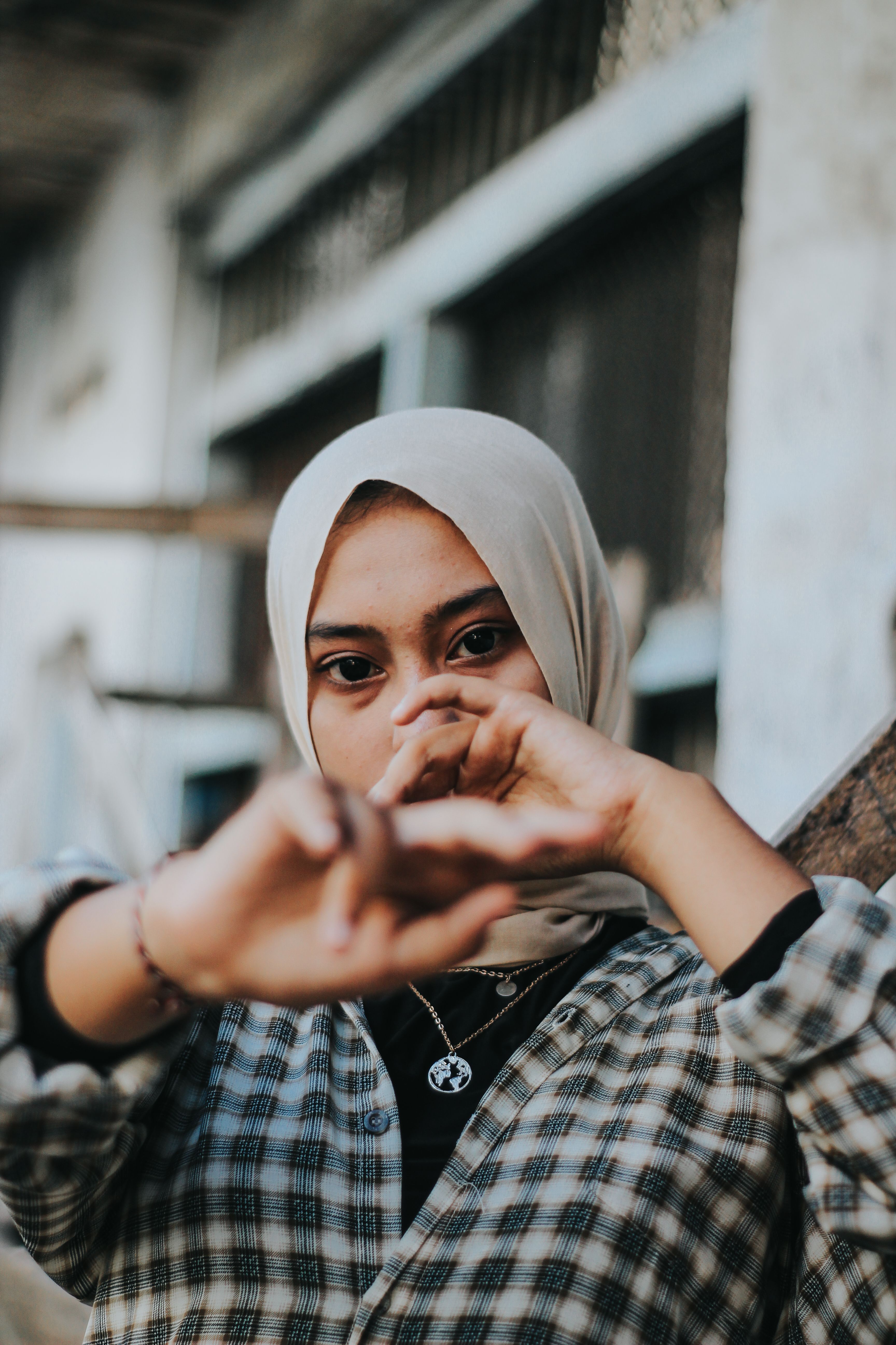 A Woman in White Hijab Covering Face · Free Stock Photo