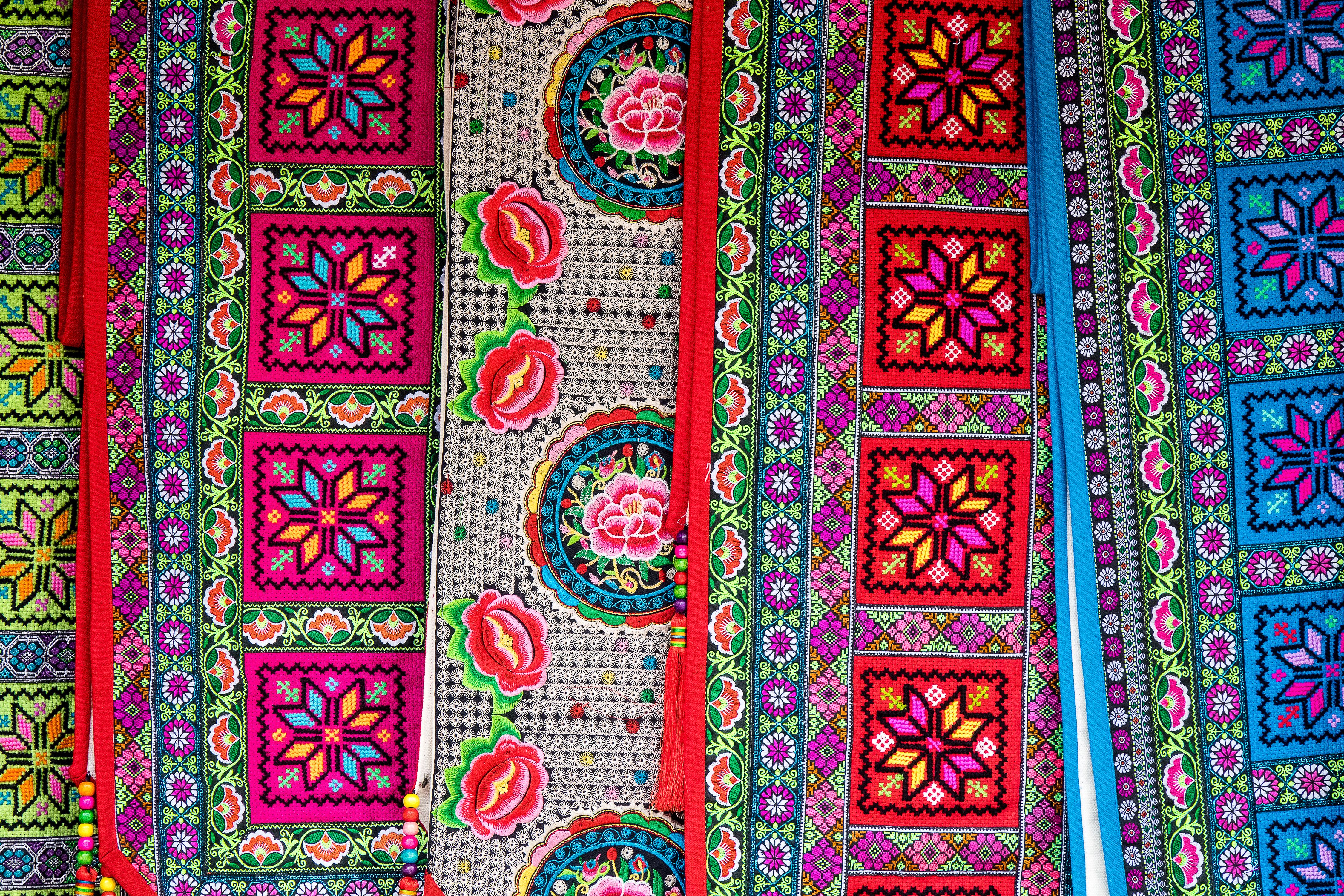 Colorful Fabric with Patterns · Free Stock Photo