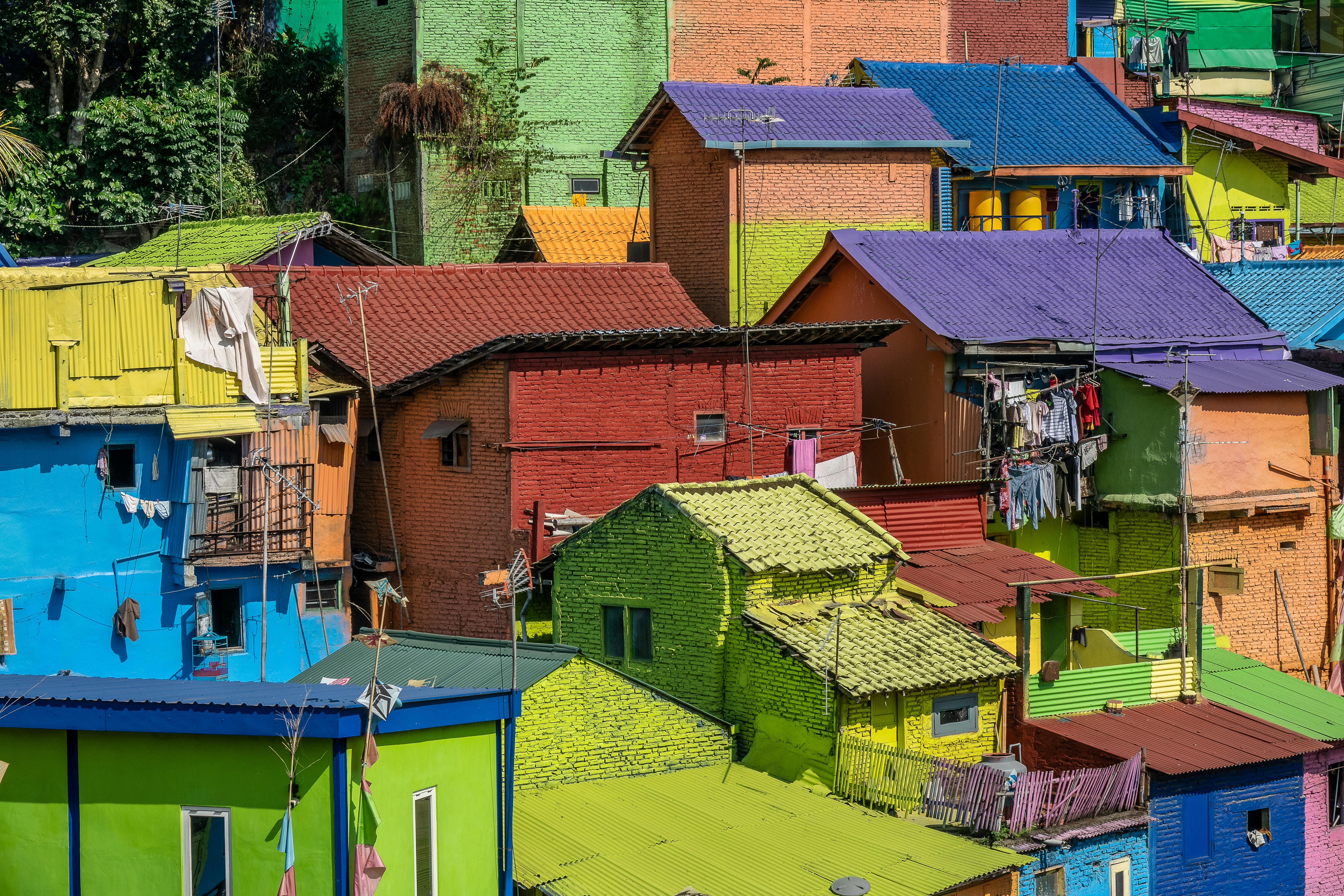 Colorful Brick Houses · Free Stock Photo