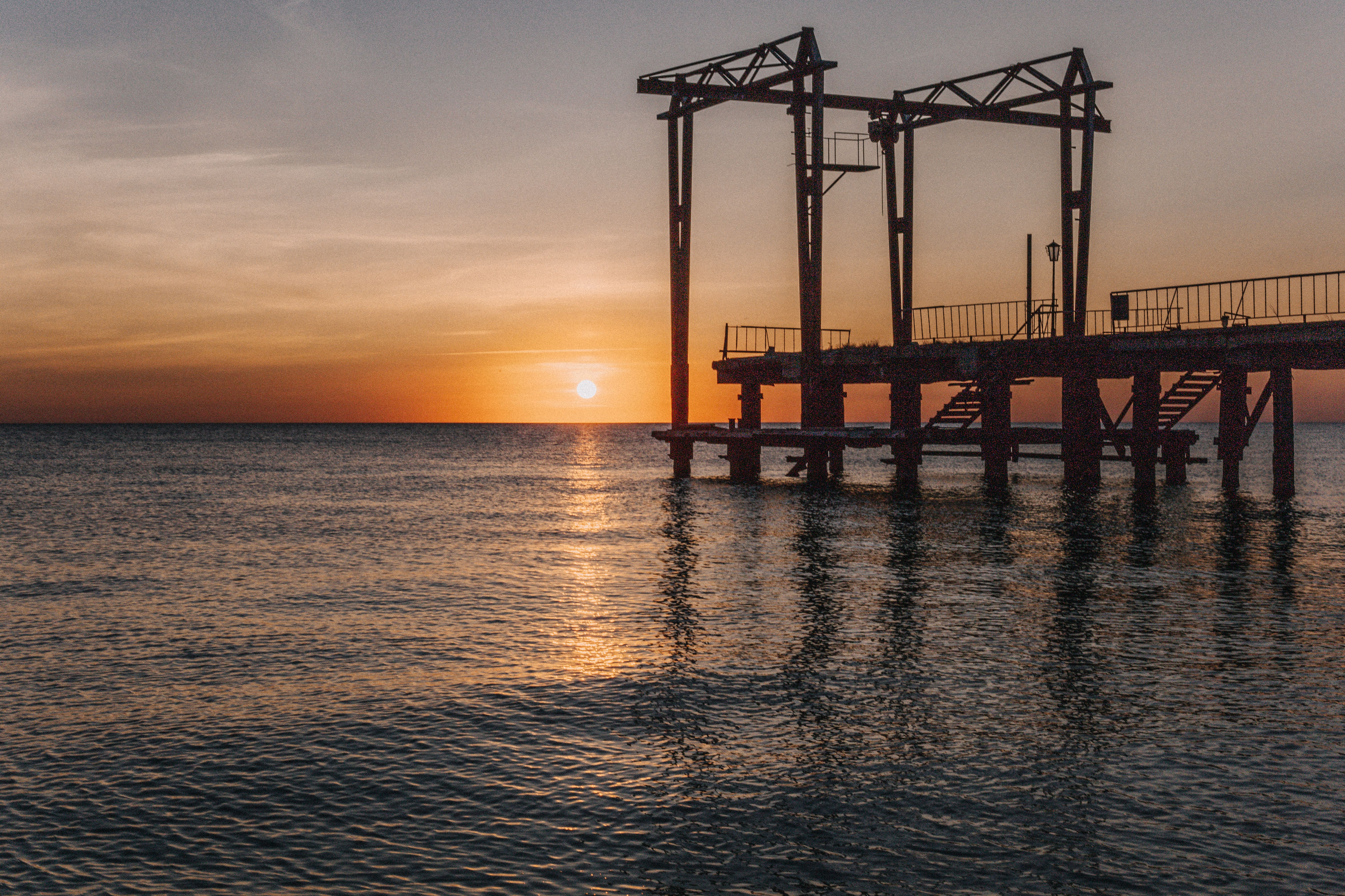 Harbor and Sea and Sunset · Free Stock Photo