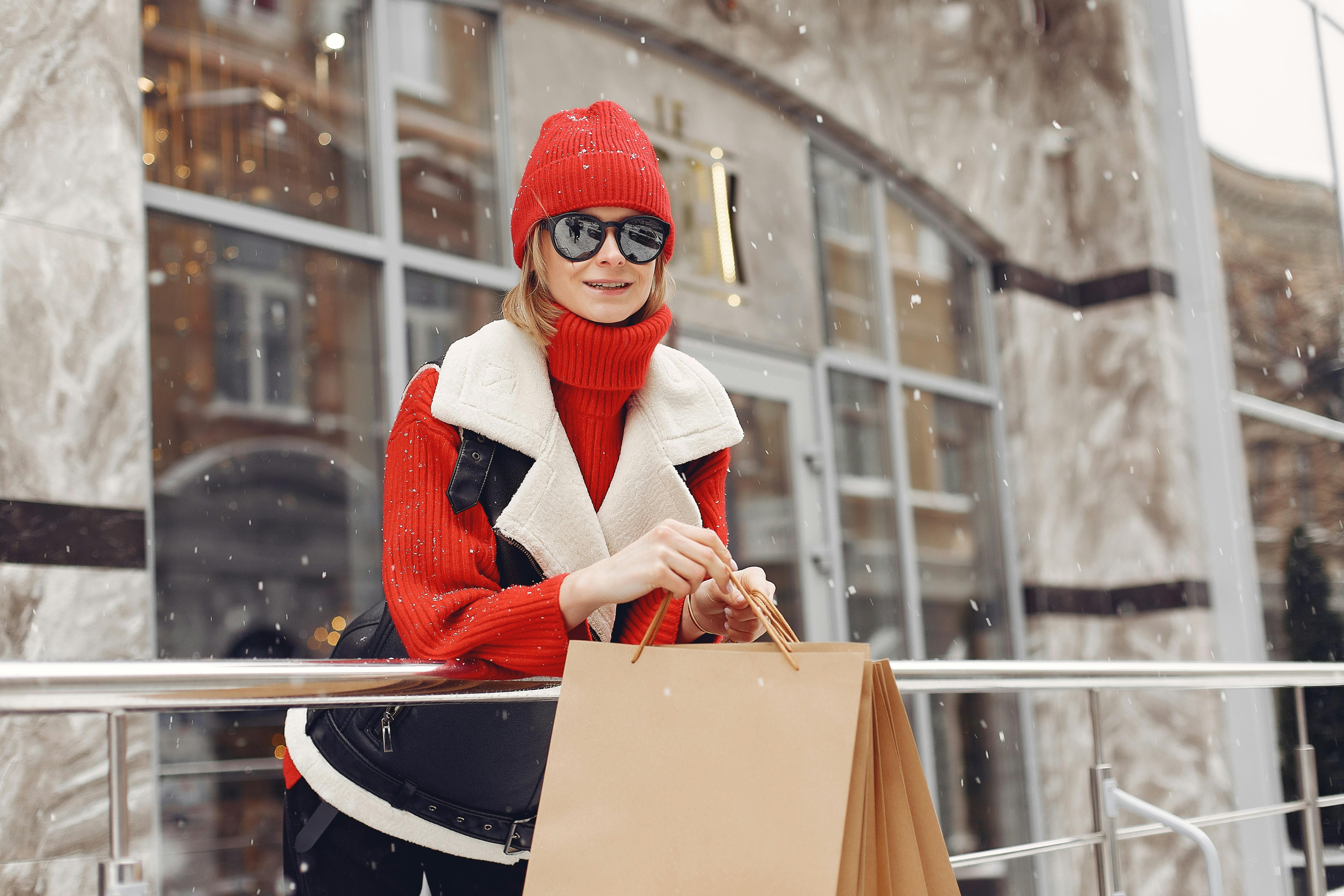 A Woman Out for Shopping During Winter · Free Stock Photo