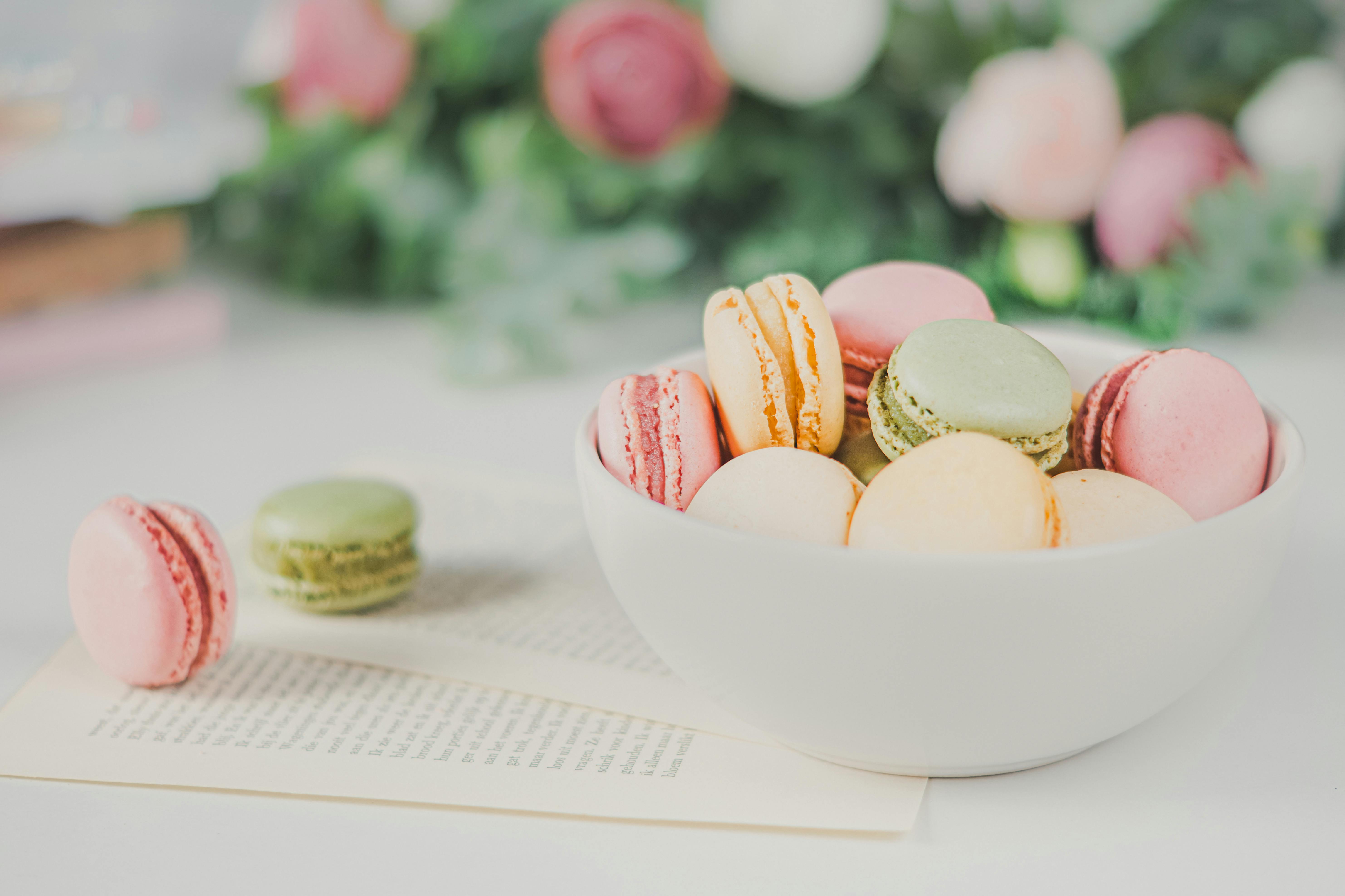 Colorful Macaroons in a Ceramic Bowl · Free Stock Photo