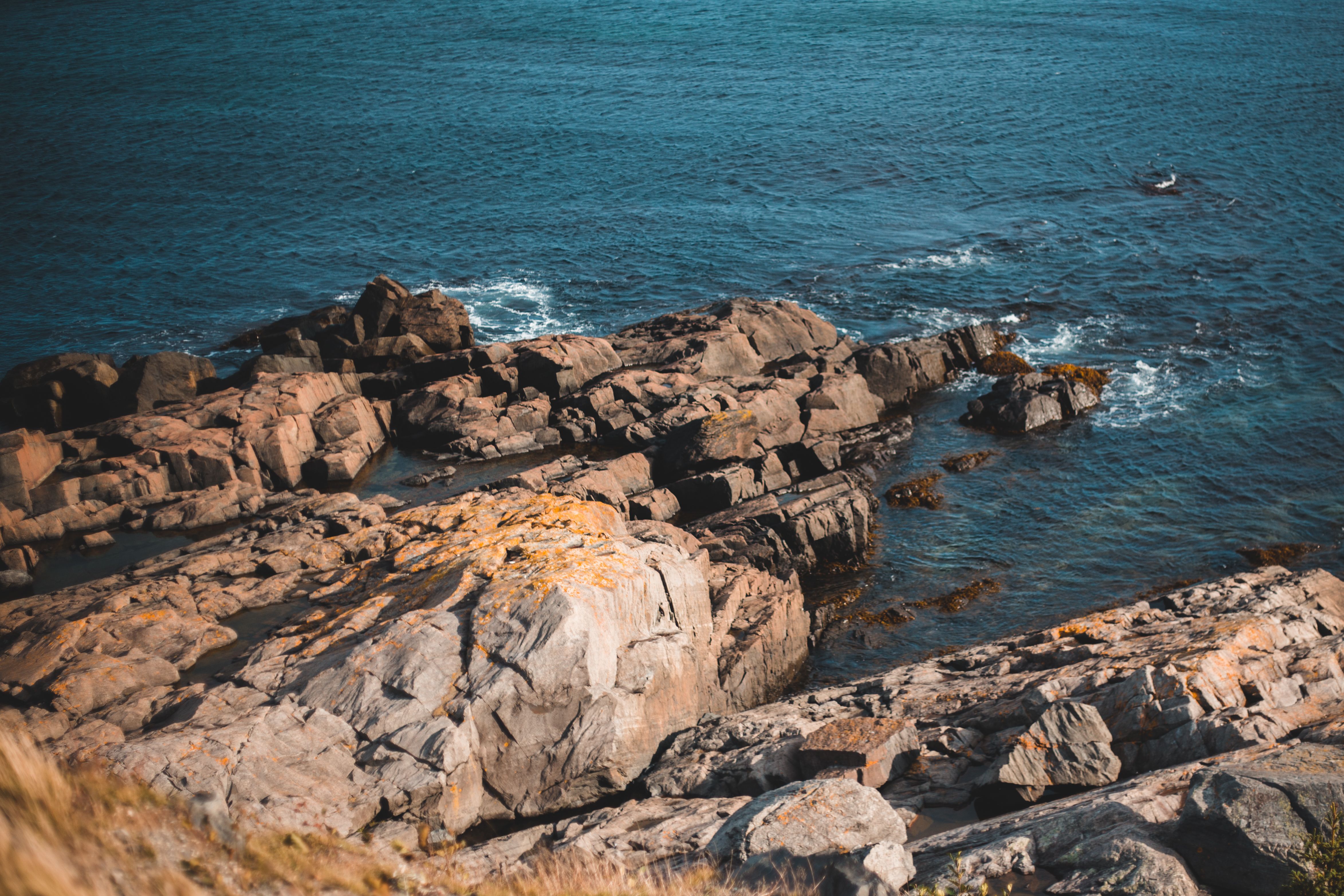 Rough rocks near sea with pure water · Free Stock Photo
