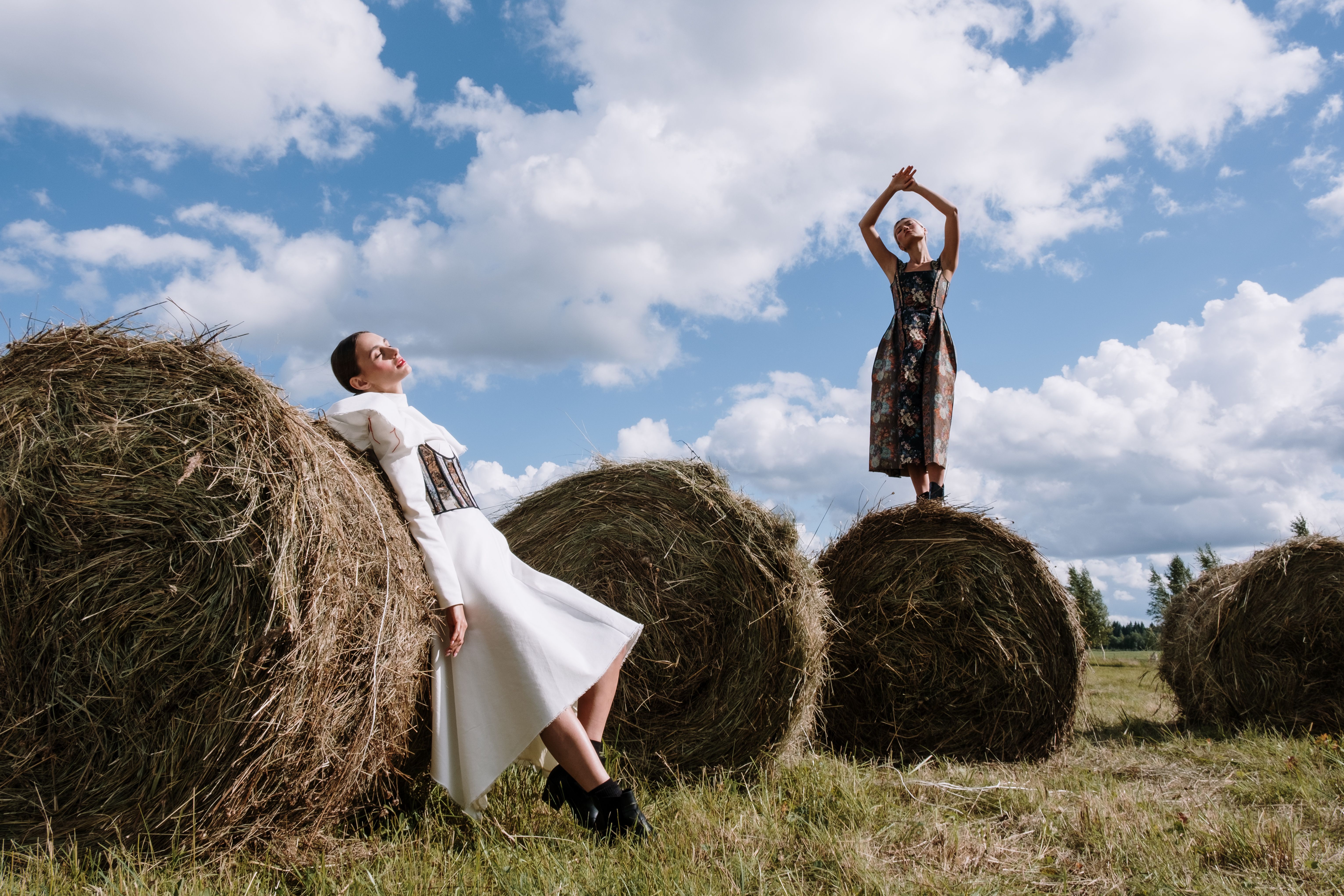 Stylish Dresses worn by Models standing on Straw and Hays · Free Stock ...