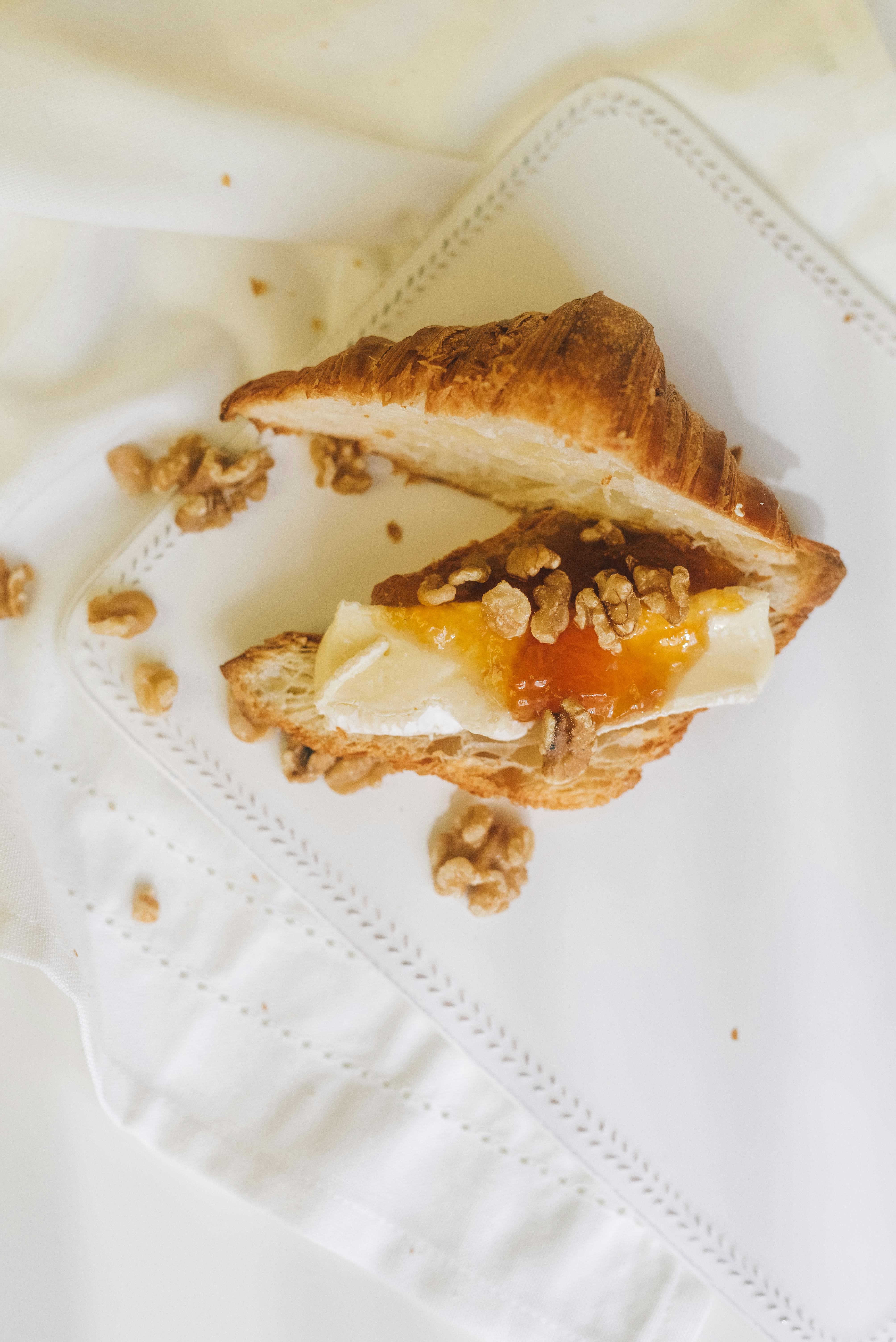 Croissant on a Decorated Plate · Free Stock Photo