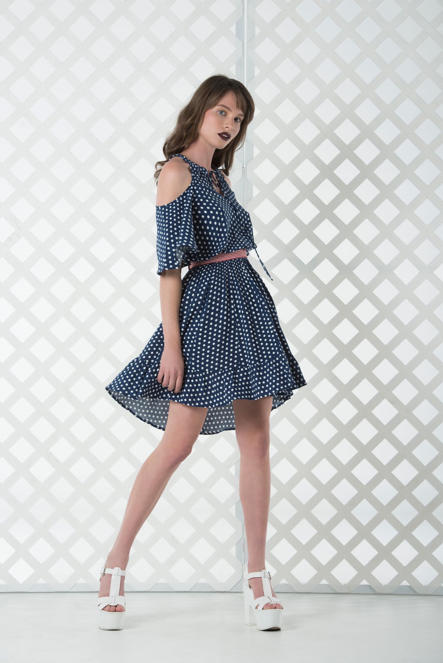 Woman In Blue And White Polka Dot Dress Free Stock Photo woman-in-blue-and-white-polka-dot-dress-free-stock-photo