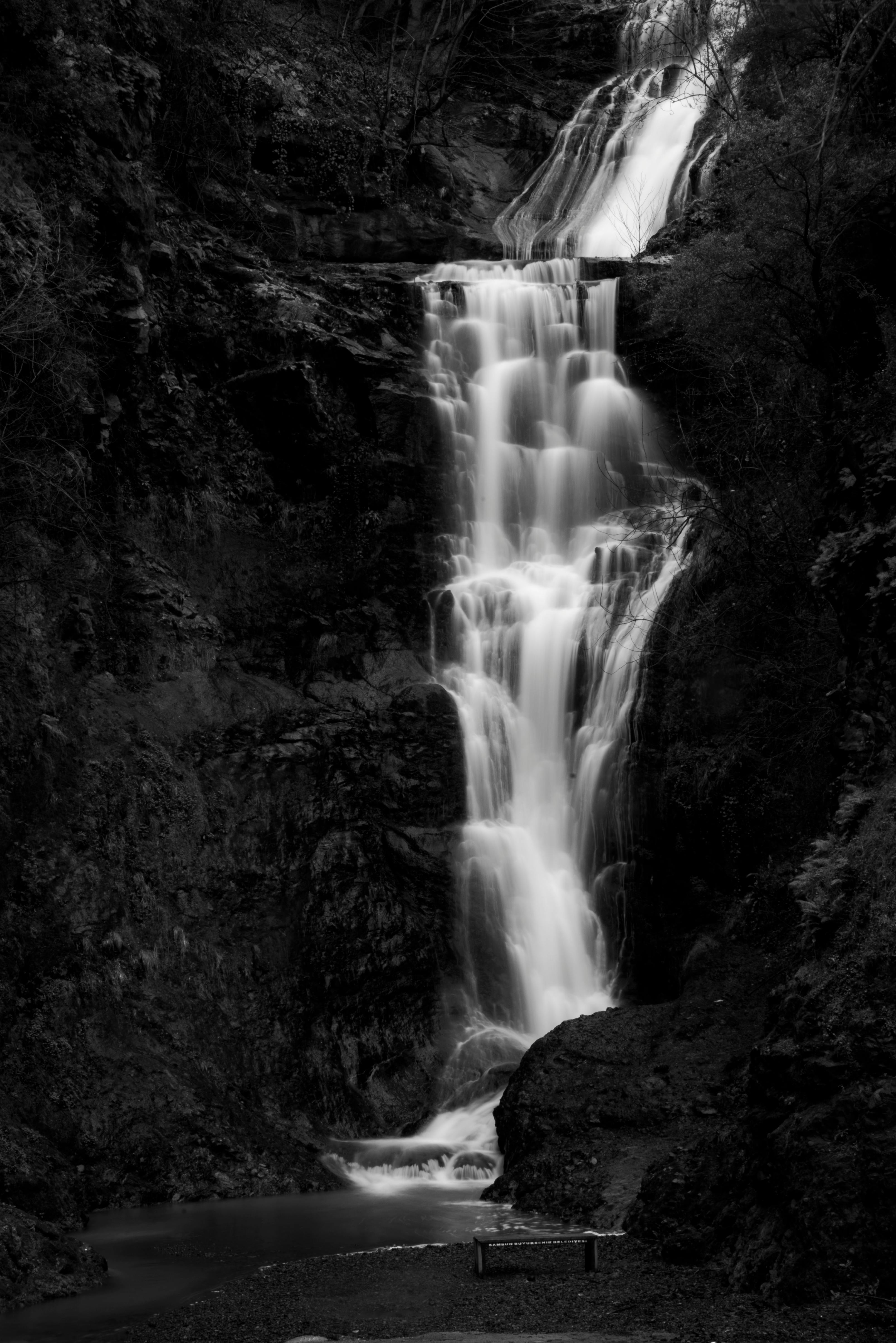 Grayscale Photo of a Waterfalls · Free Stock Photo