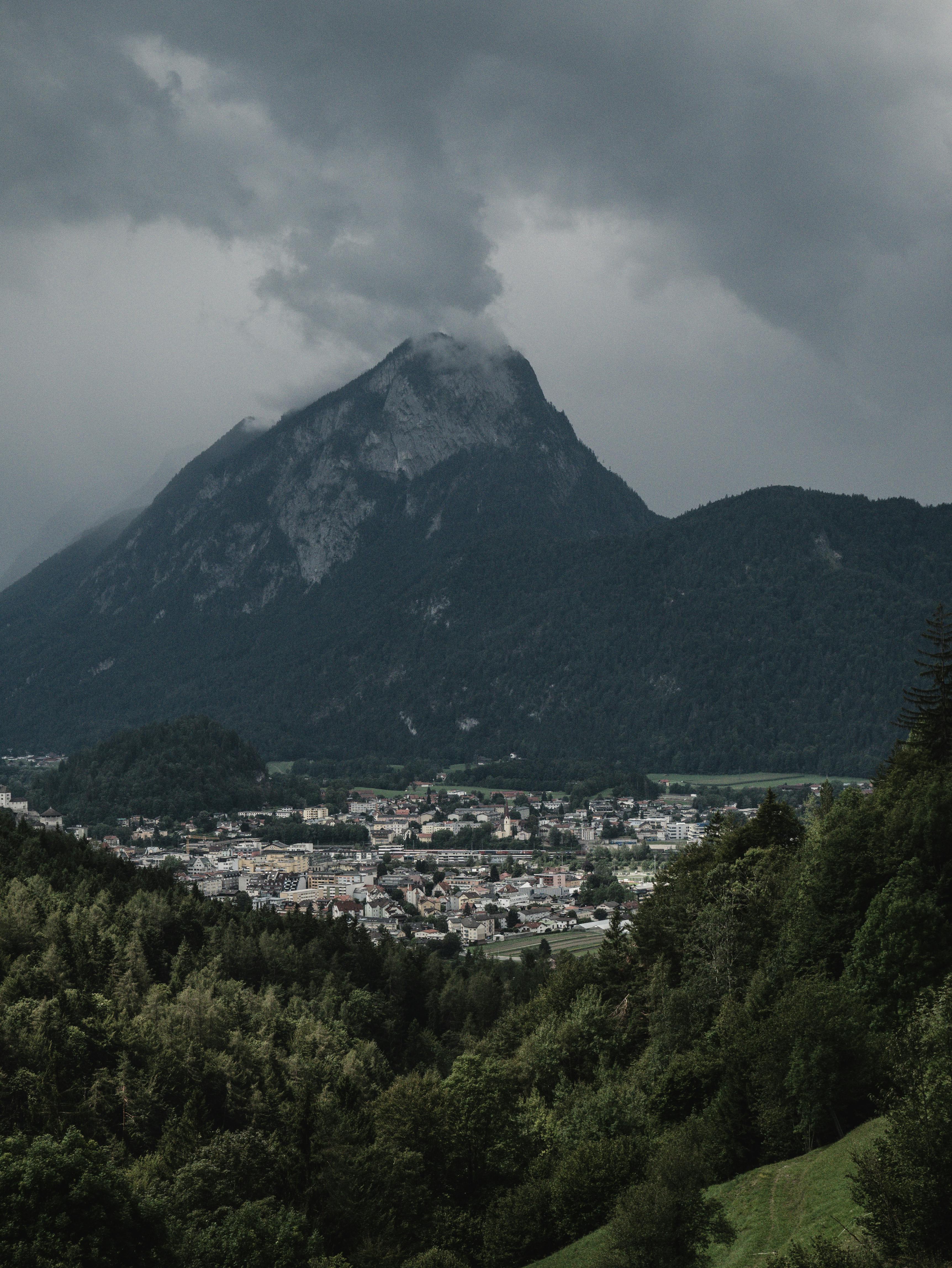 Mountain Under Gray Clouds · Free Stock Photo