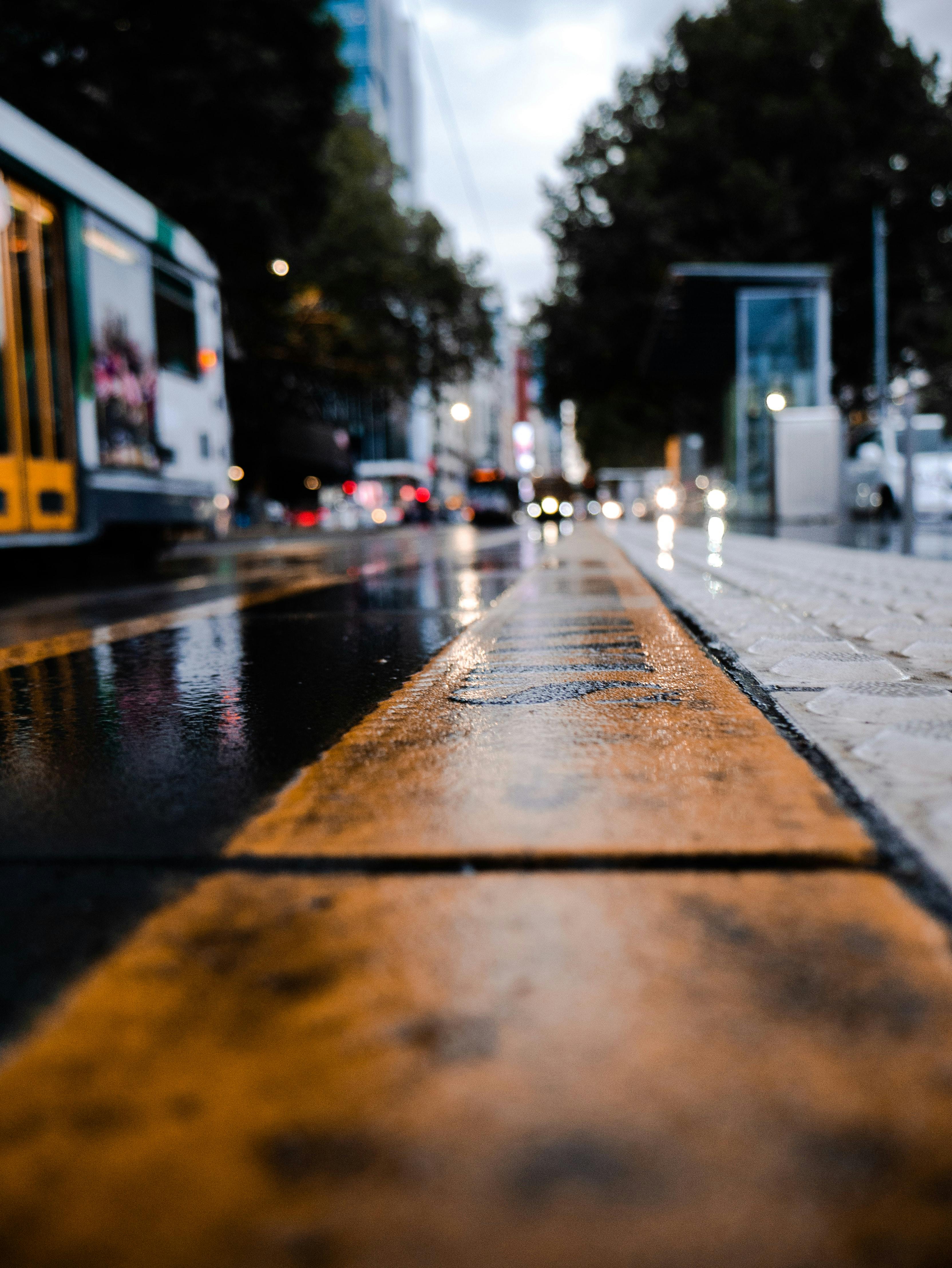 Close-Up Photo of a Wet Road · Free Stock Photo