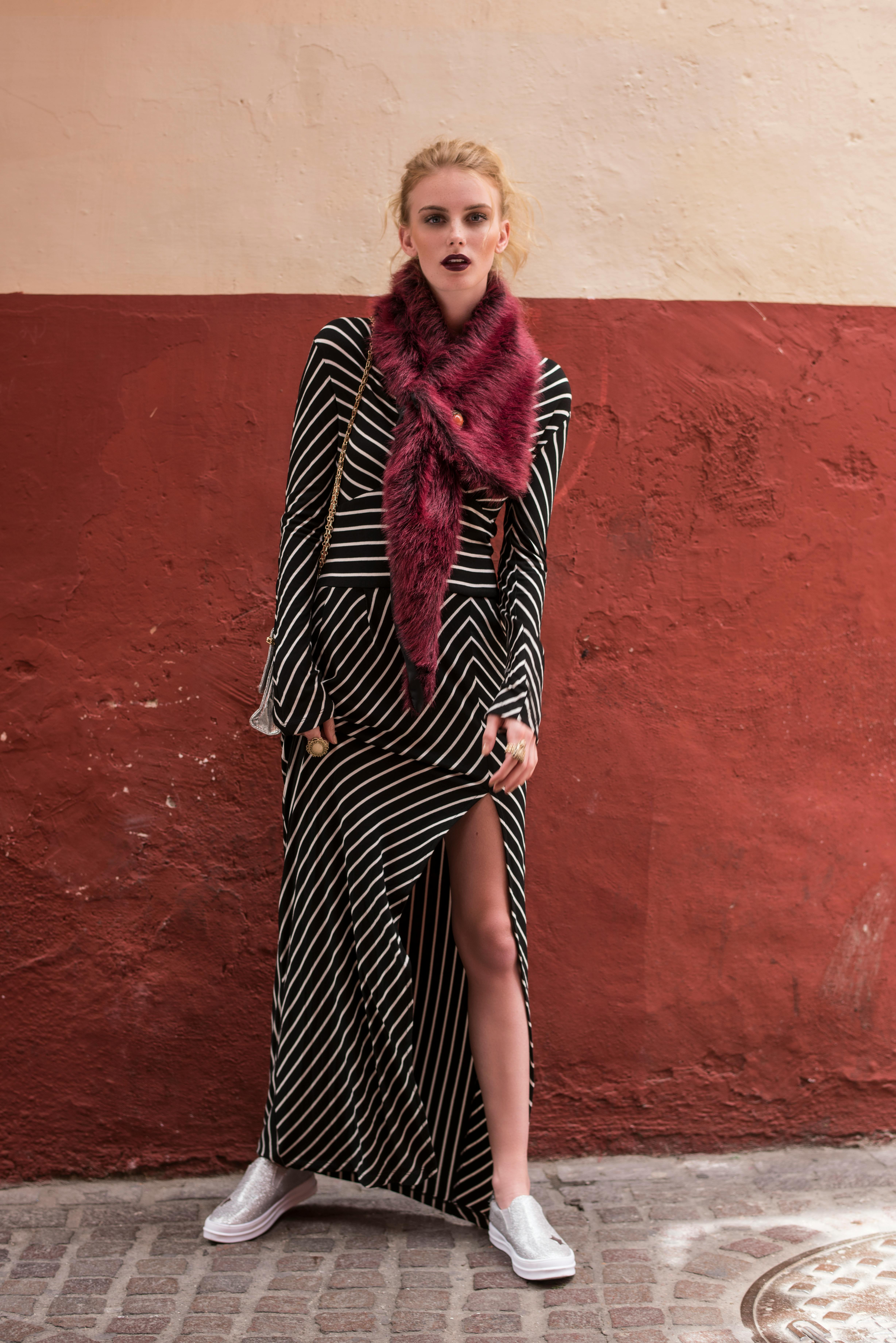 Photo of Woman Wearing Red Fur Scarf · Free Stock Photo