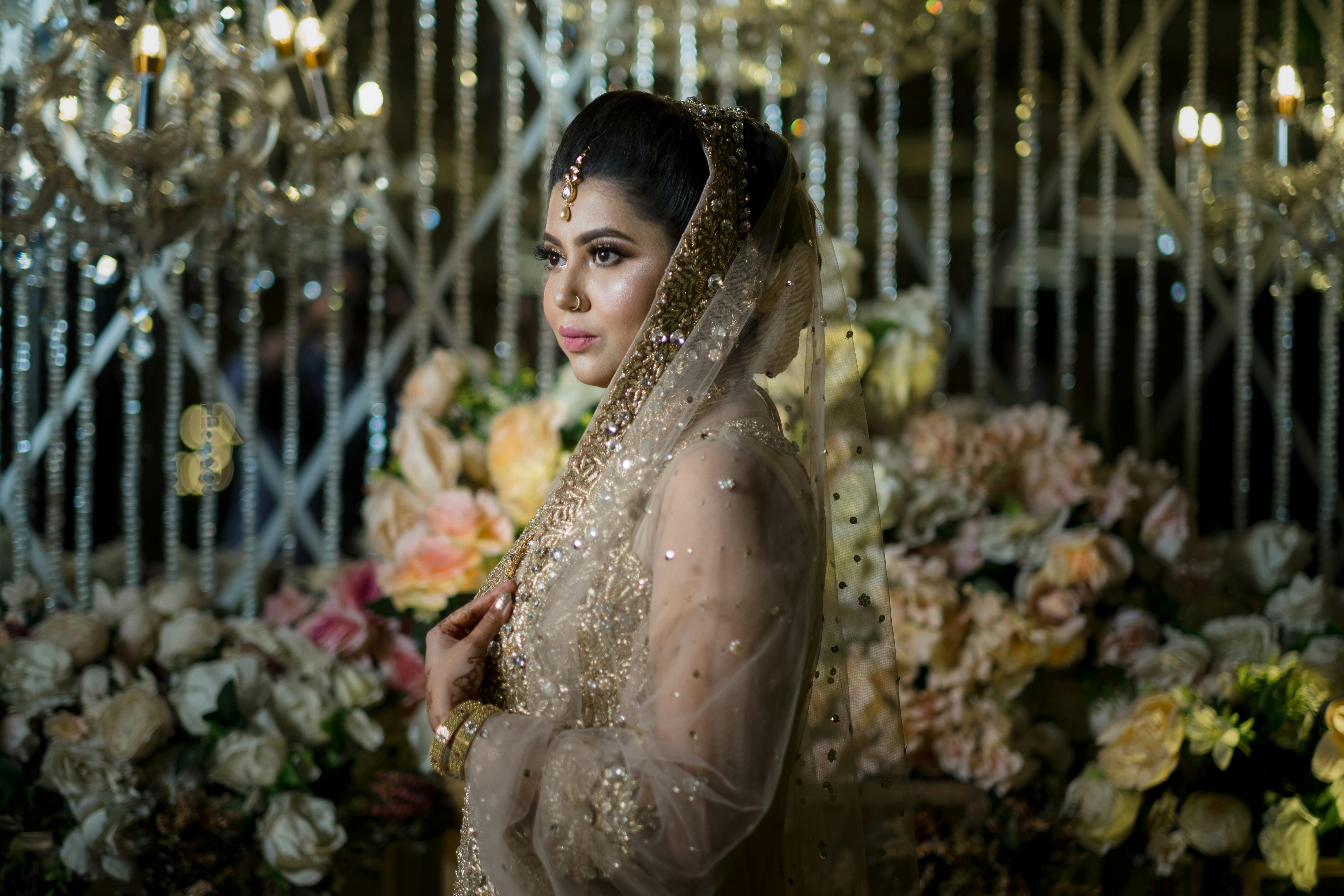 Reflection on Mirror of a Woman Wearing an Elegant Bridal Dress · Free ...