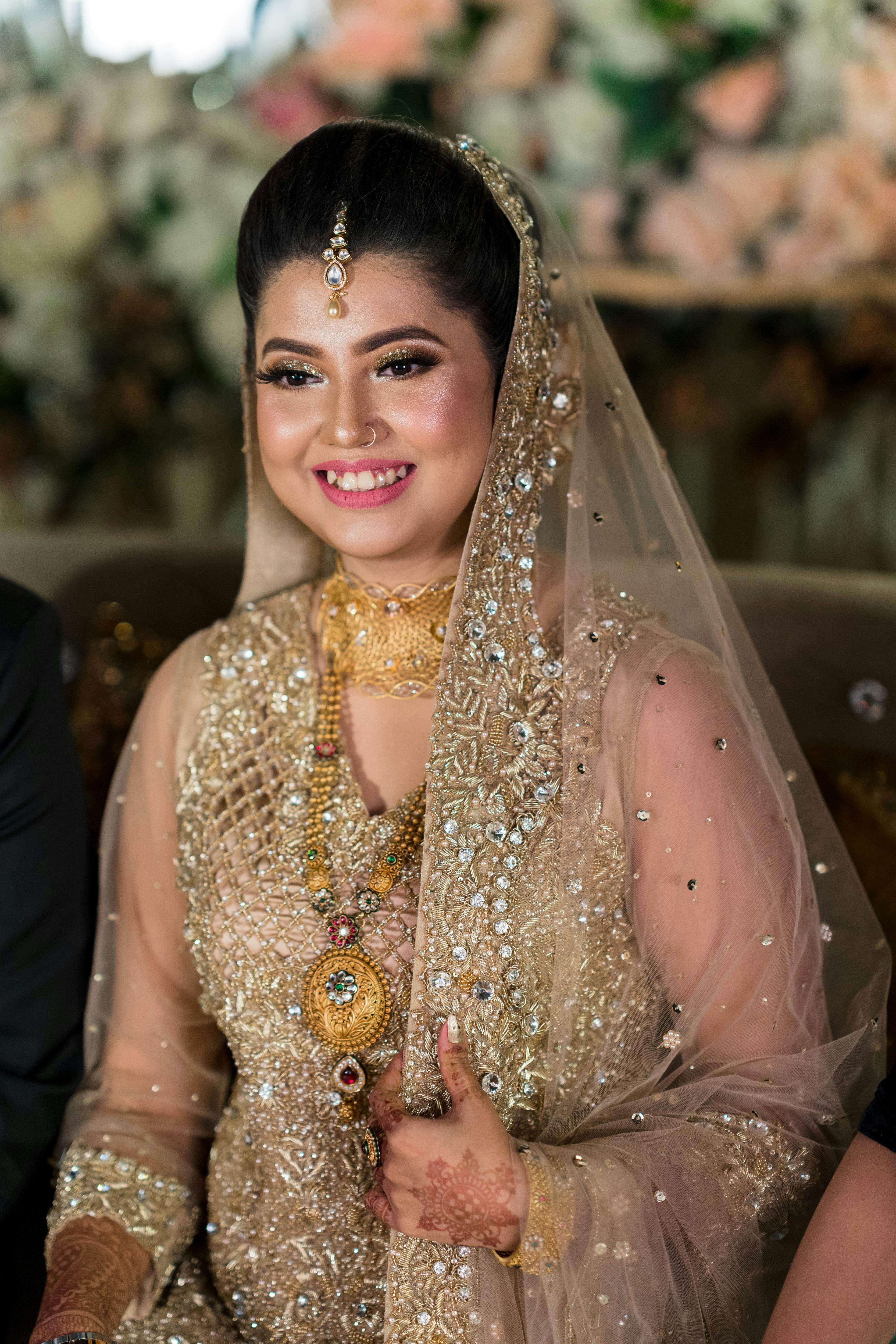 Woman in White Wedding Dress Smiling · Free Stock Photo