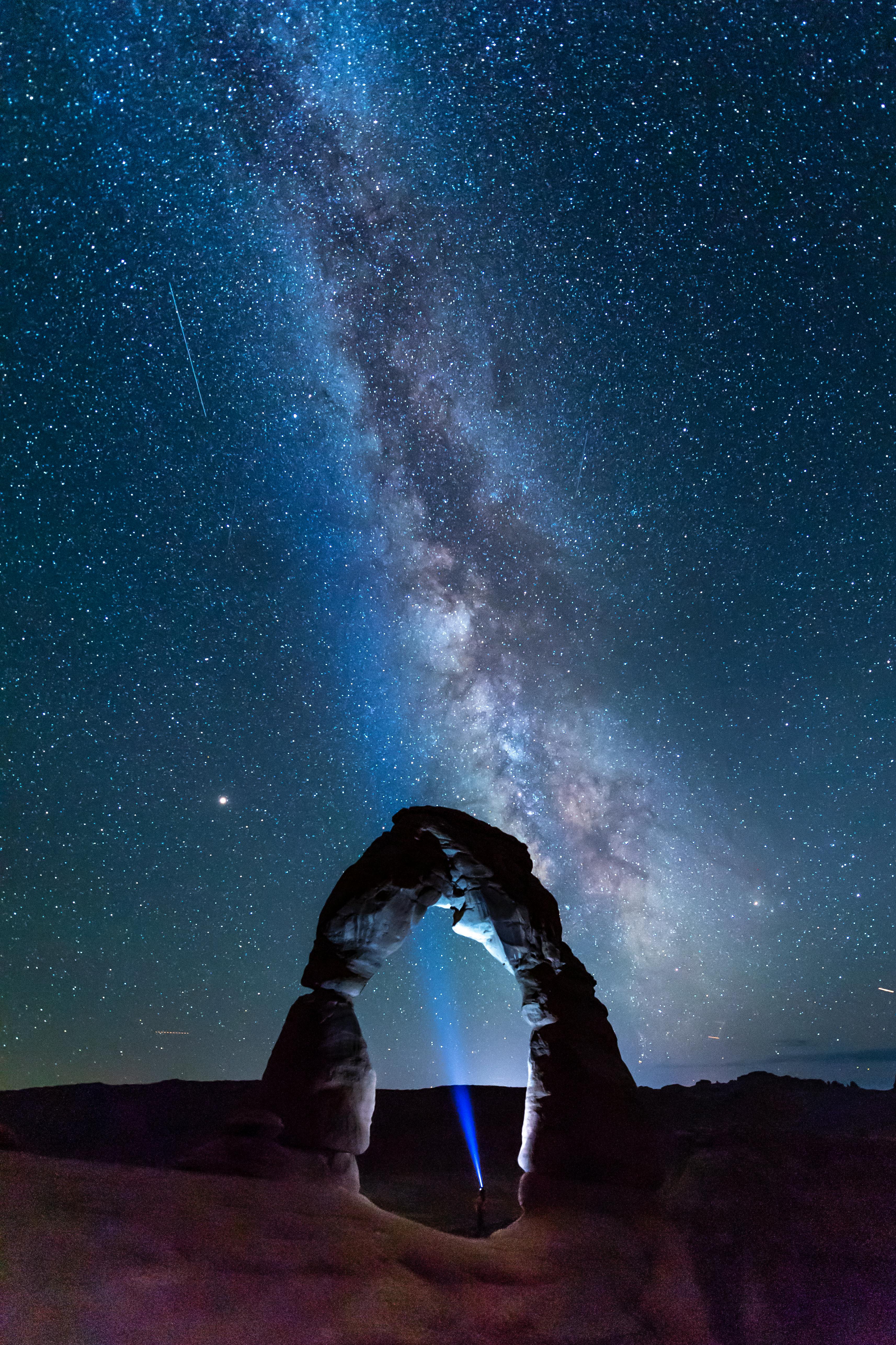 Rock Formation Under the Starry Night Sky · Free Stock Photo