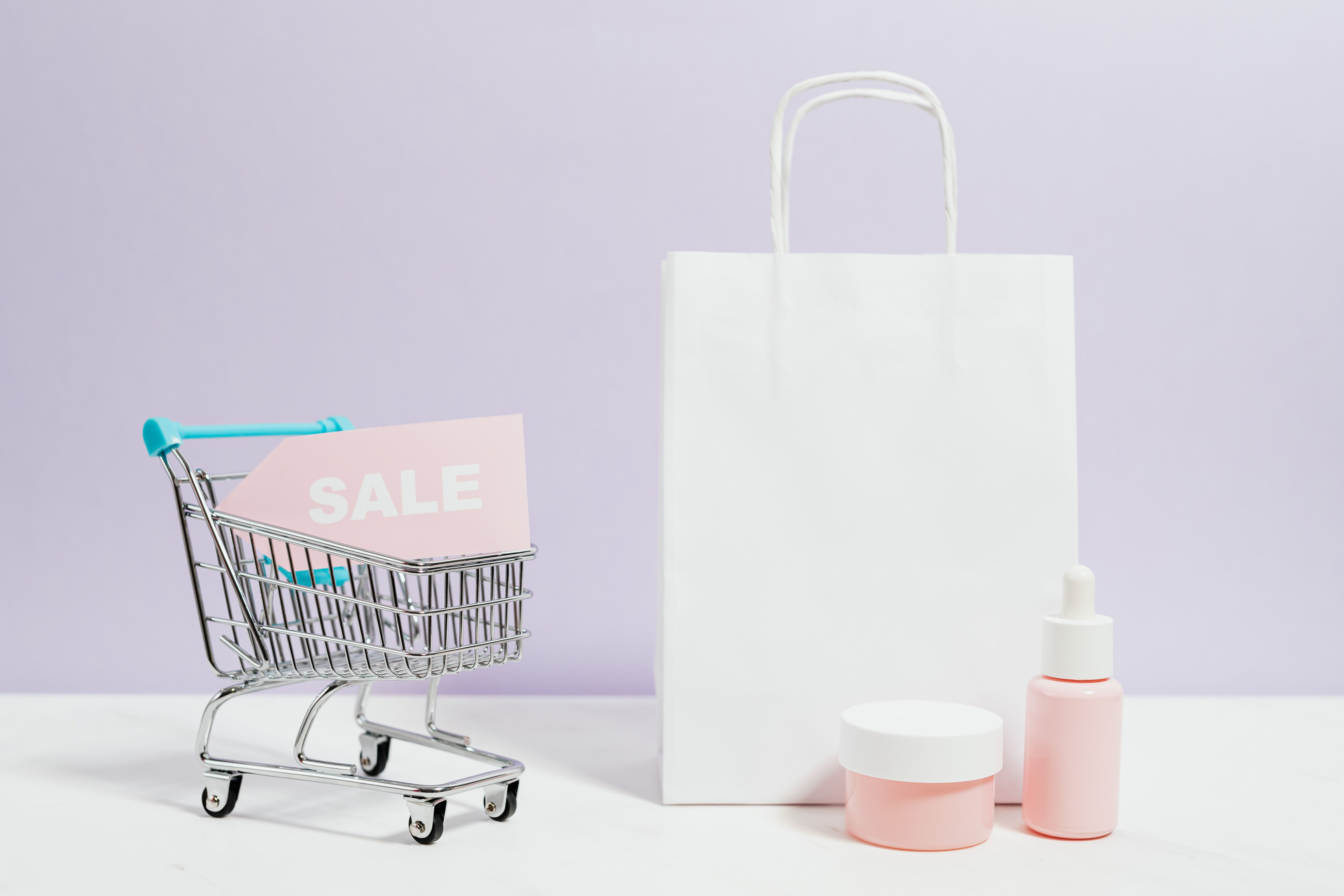 Push Cart and a White Paperbag · Free Stock Photo