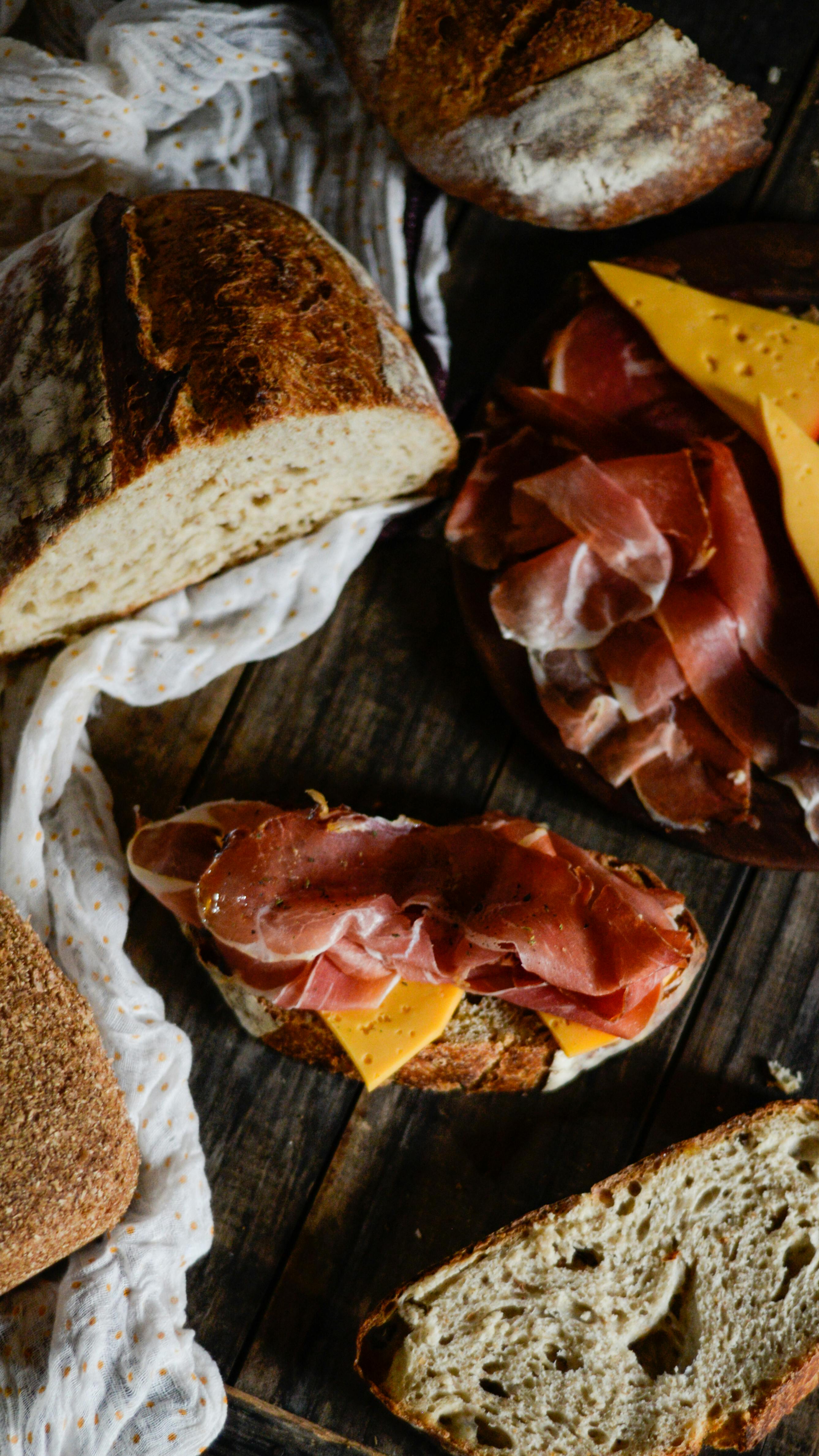 Close Up of Fresh Bread with Ham · Free Stock Photo