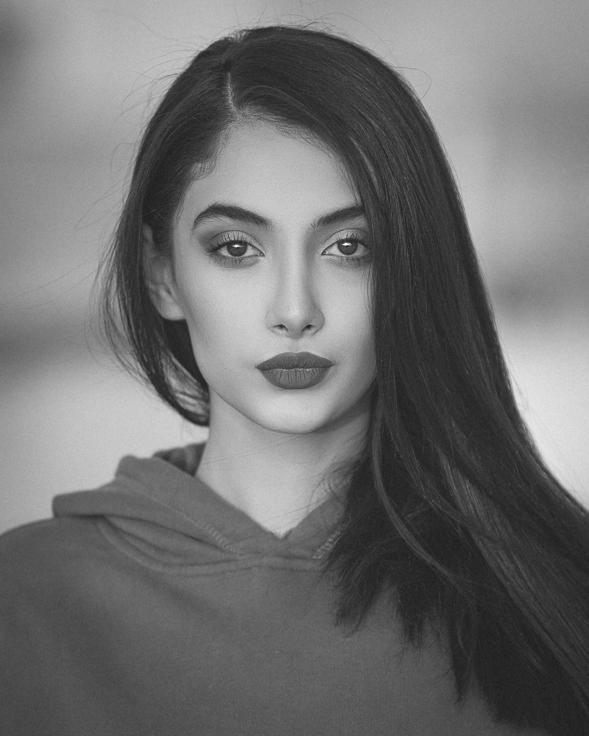 Grayscale Photography of Girl in White Dress · Free Stock Photo