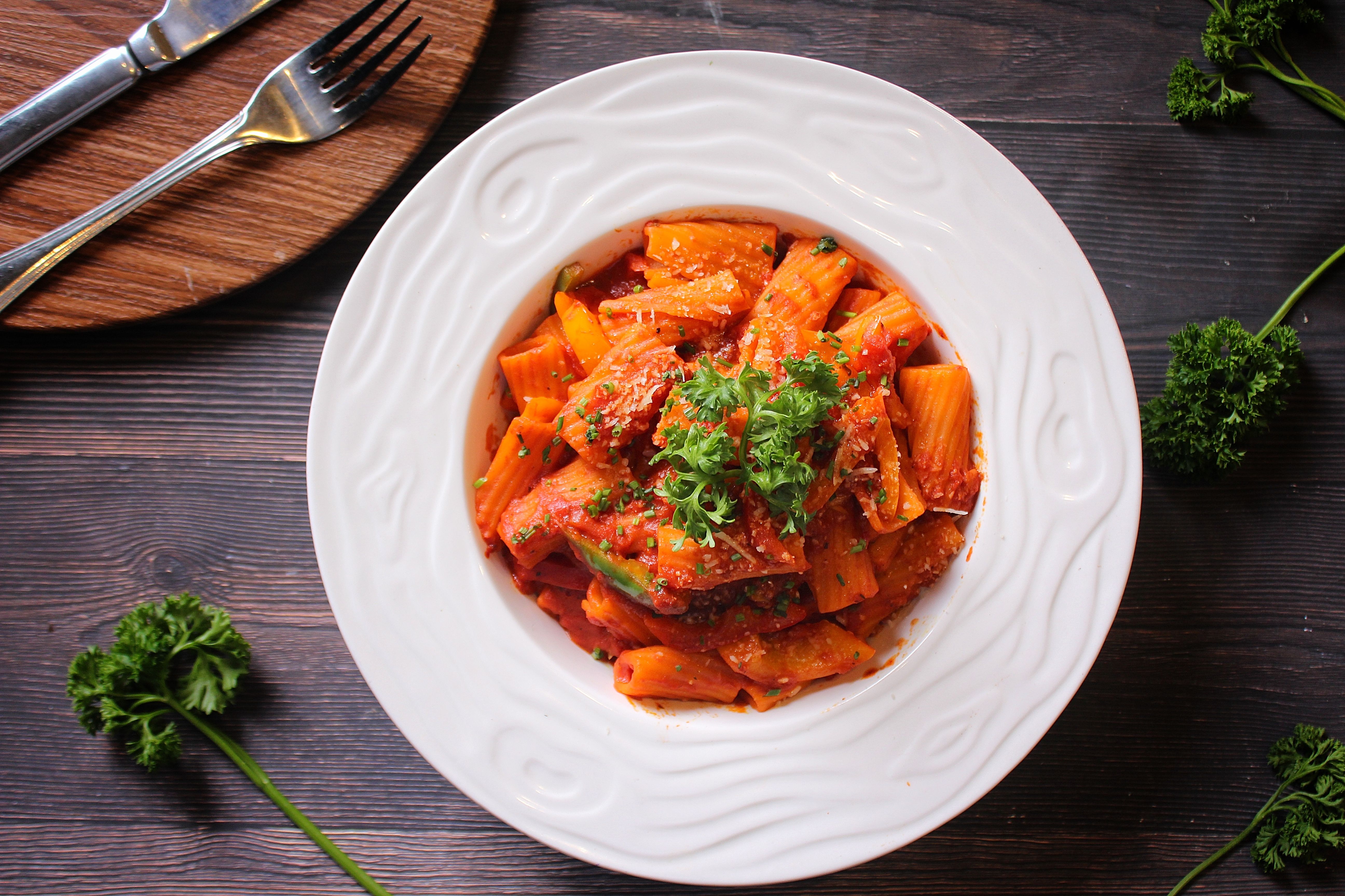 Pasta Dish on White Ceramic Plate · Free Stock Photo