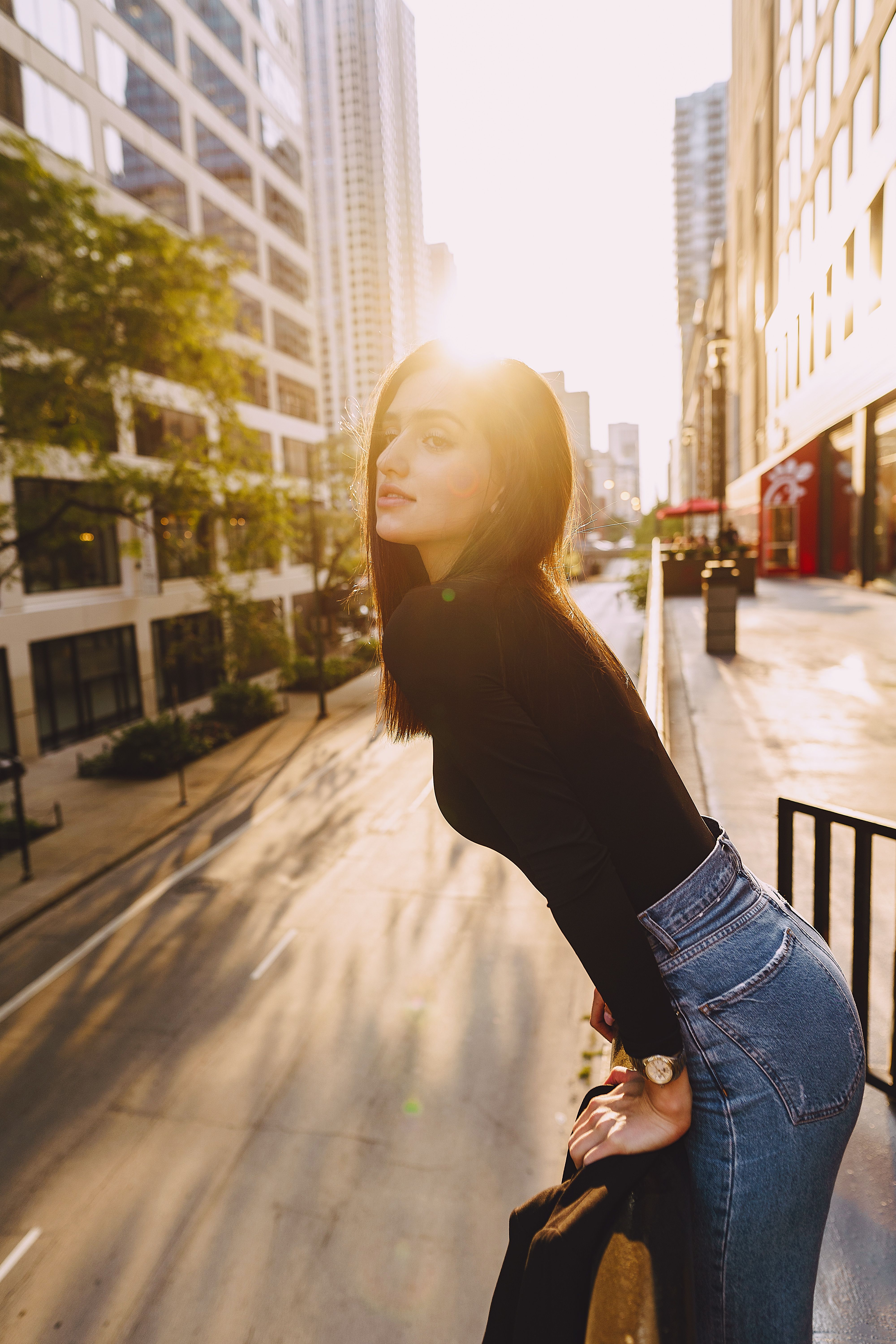 Portrait of Woman on Sunny City Street · Free Stock Photo