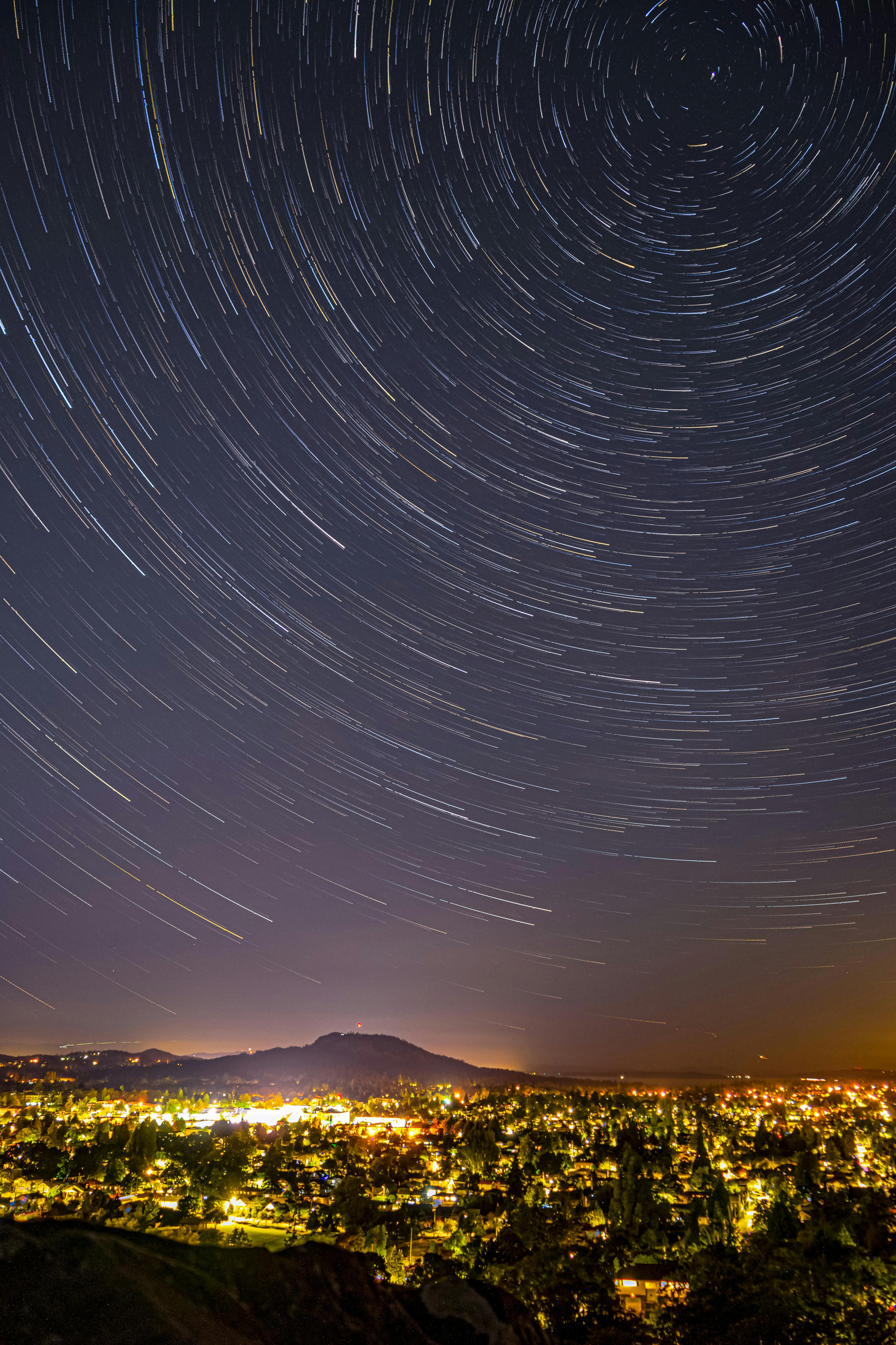 Starry Night Over an Illuminated City · Free Stock Photo