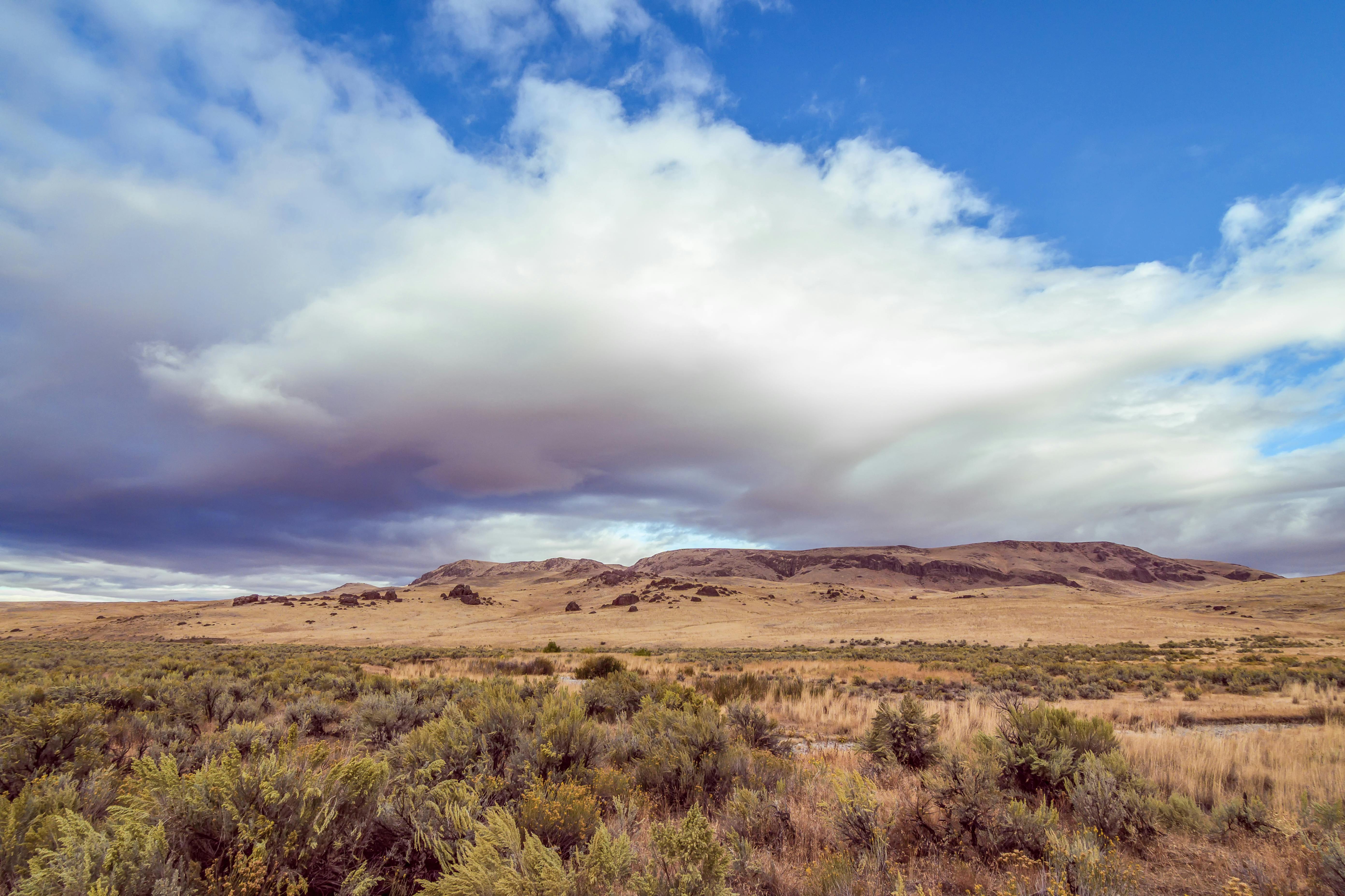 Dry field with hills in countryside · Free Stock Photo
