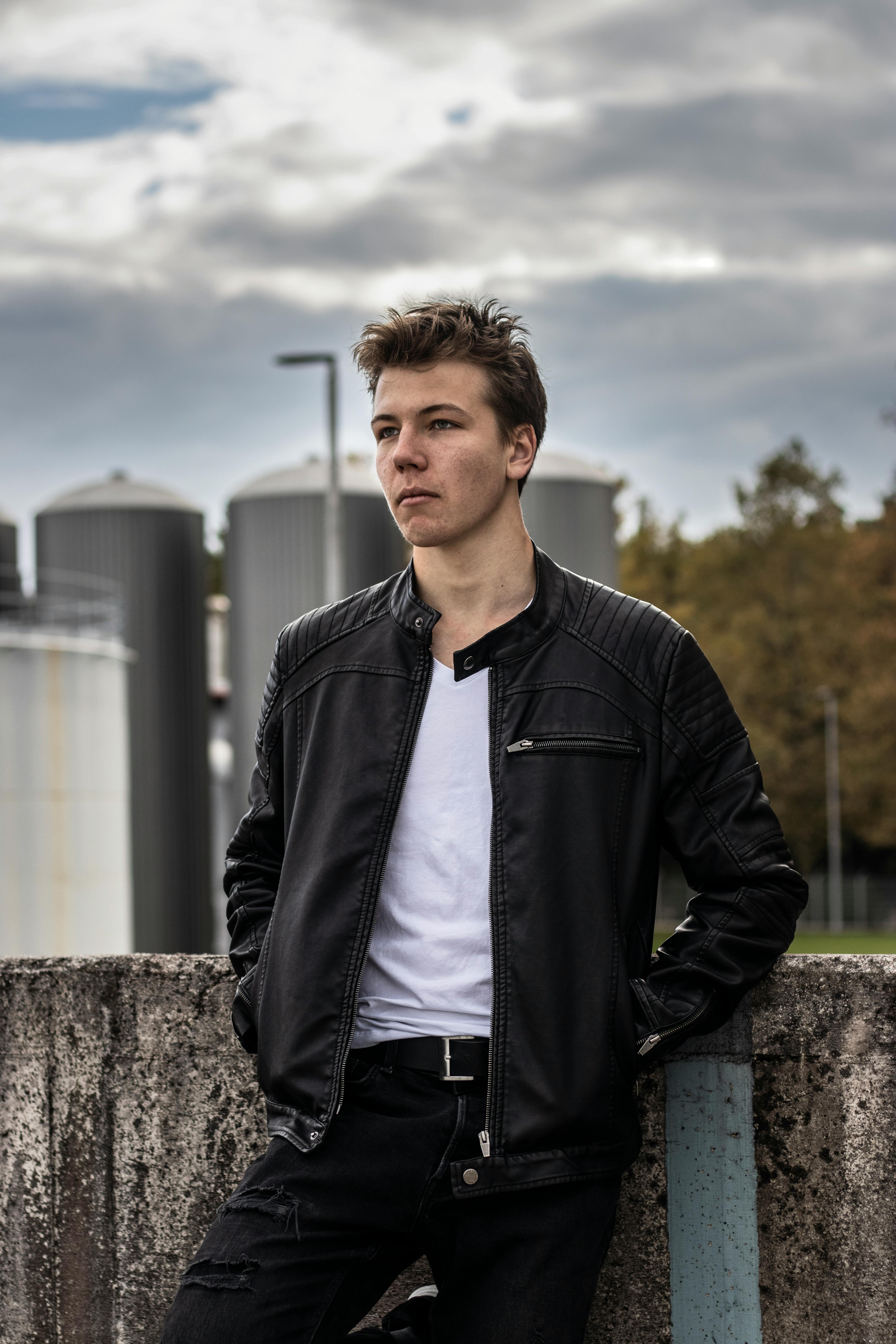 Grayscale Photo Of Man Wearing Black Button-up Notch Lapel Coat Smiling ...