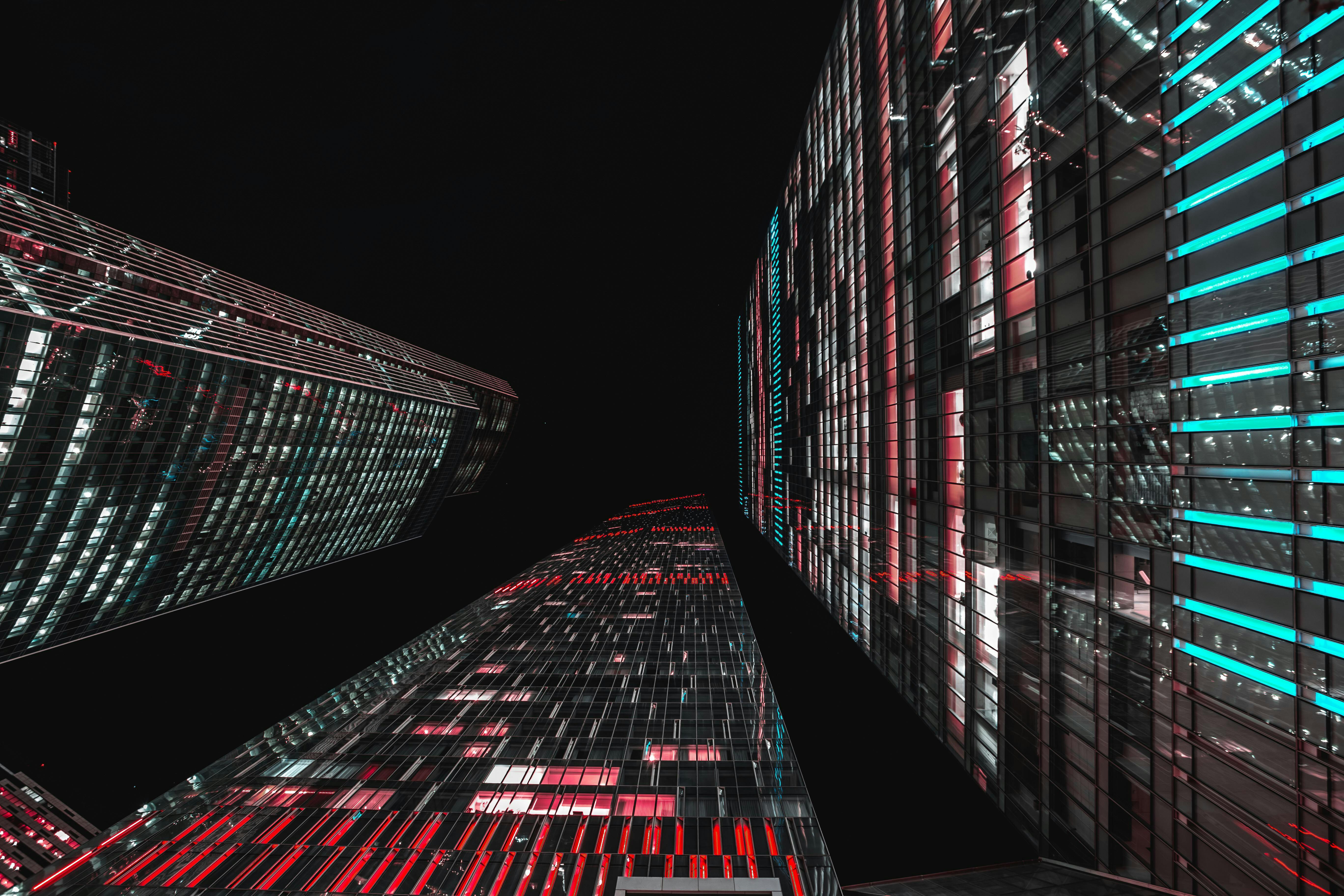 High Rise Buildings at Night · Free Stock Photo