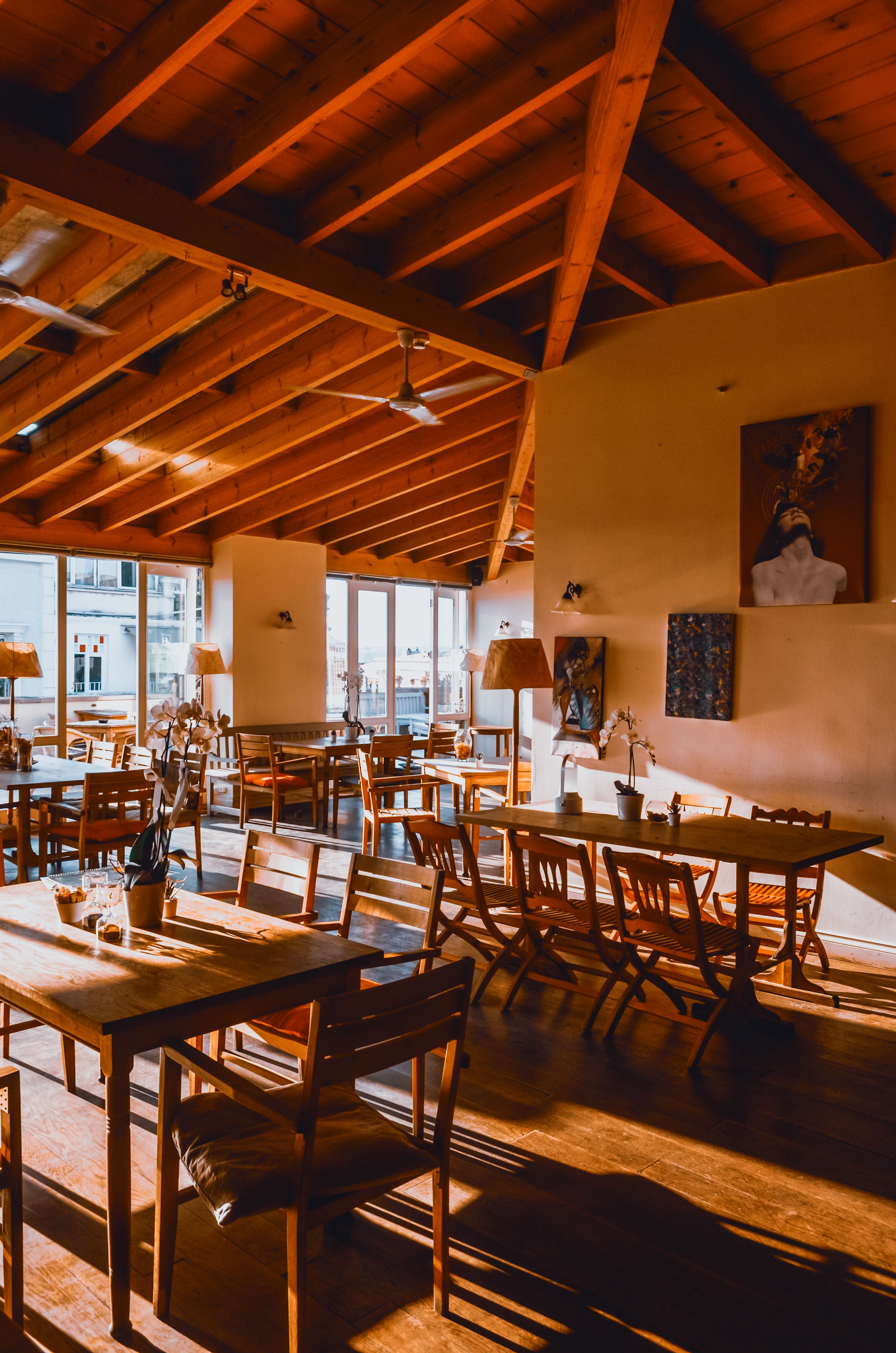 Interior of modern cafe with big window · Free Stock Photo