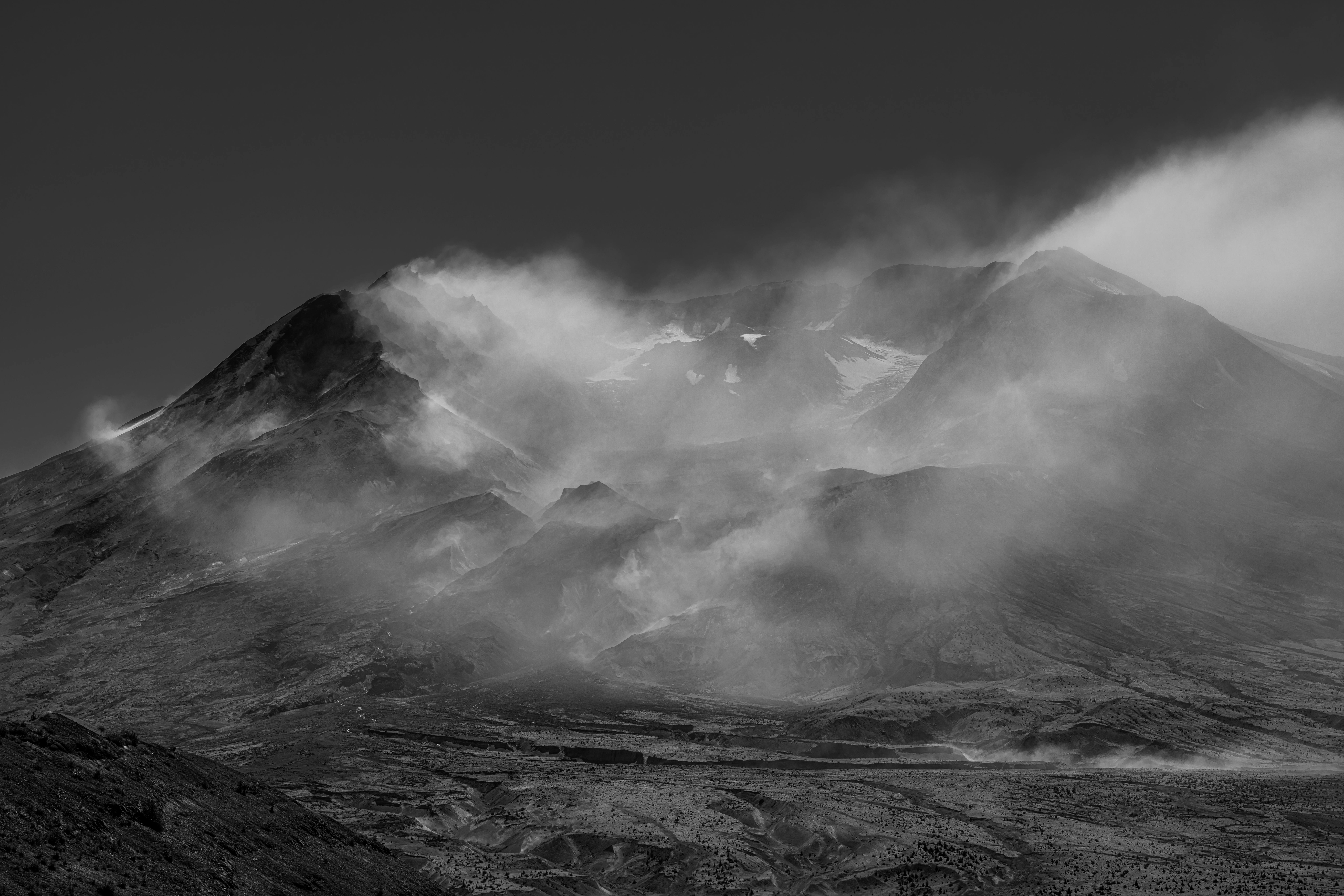 Grayscale Photo of Volcano · Free Stock Photo