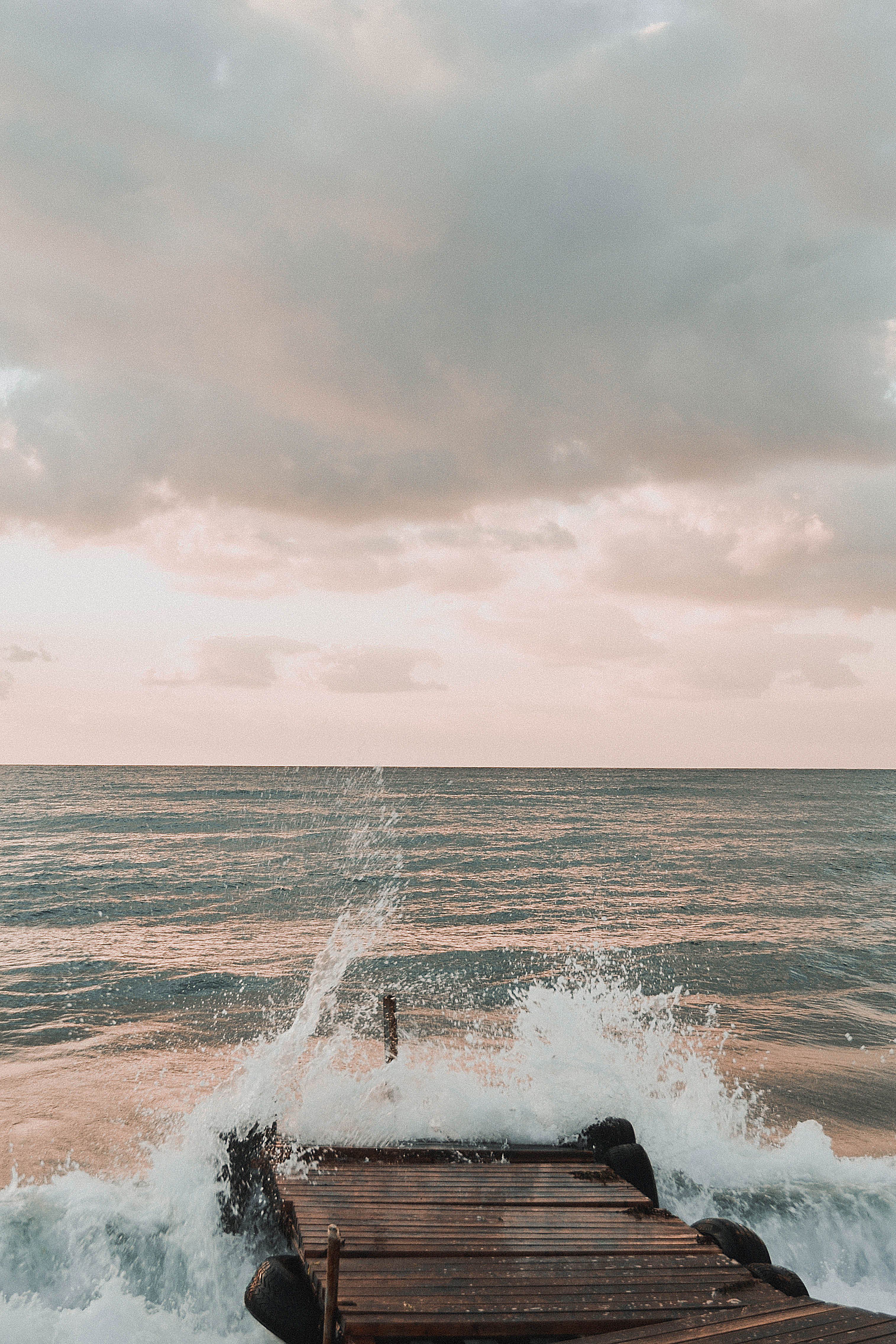 Water Splashing on Brown Wooden Dock · Free Stock Photo