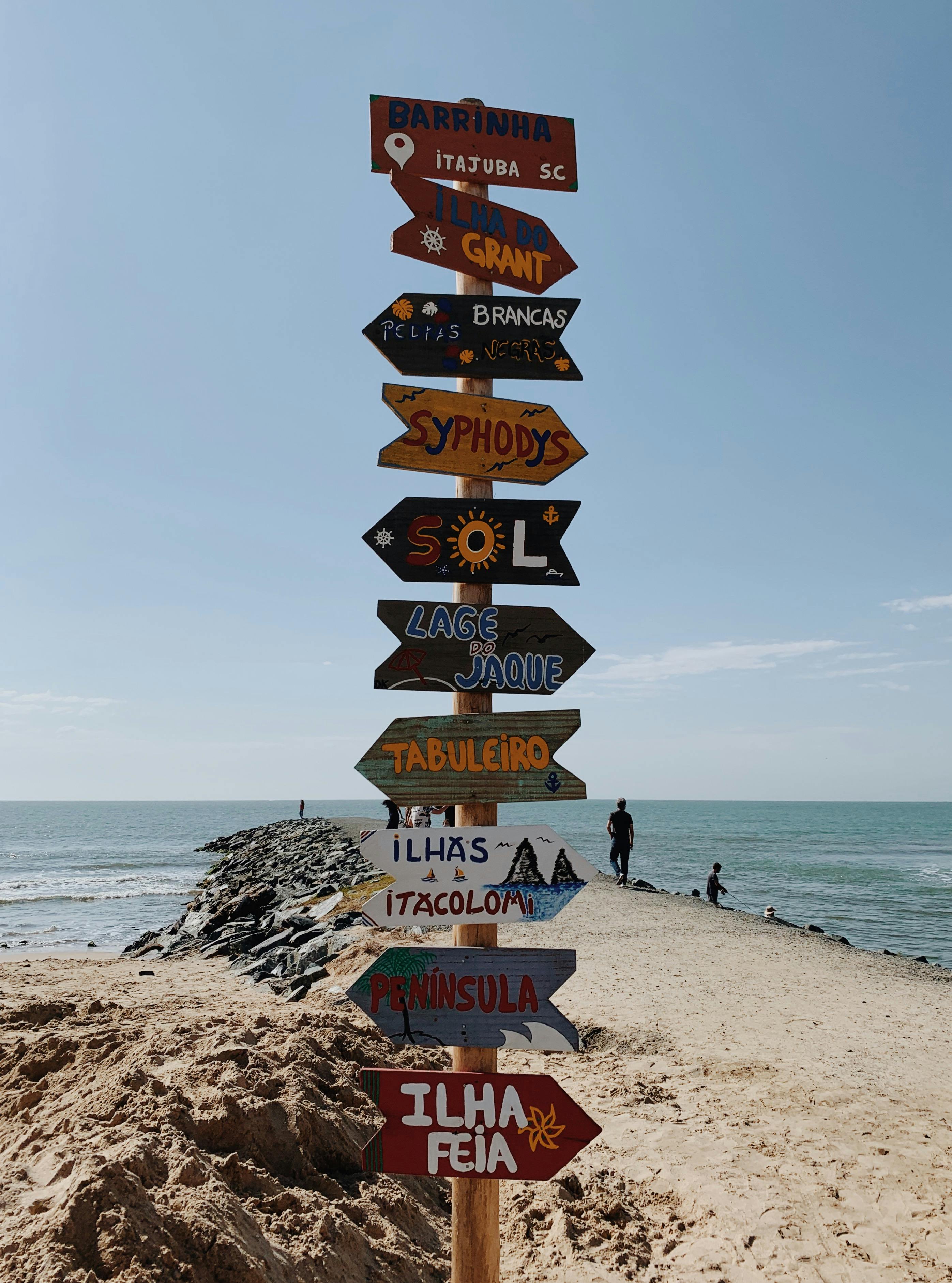 Brown Wooden Signage on the Beach · Free Stock Photo