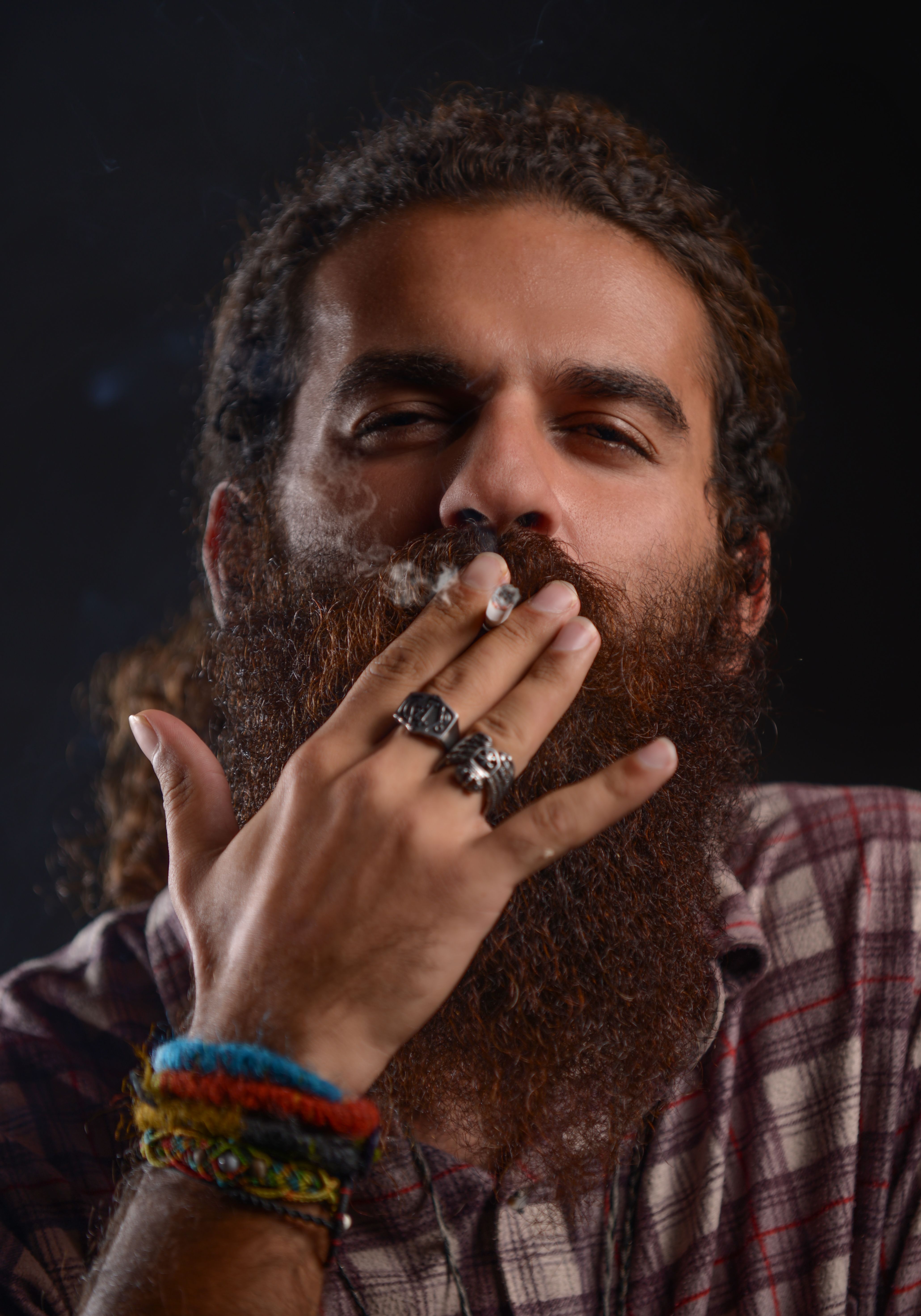 A Full Bearded Man Smoking a Cigarette · Free Stock Photo