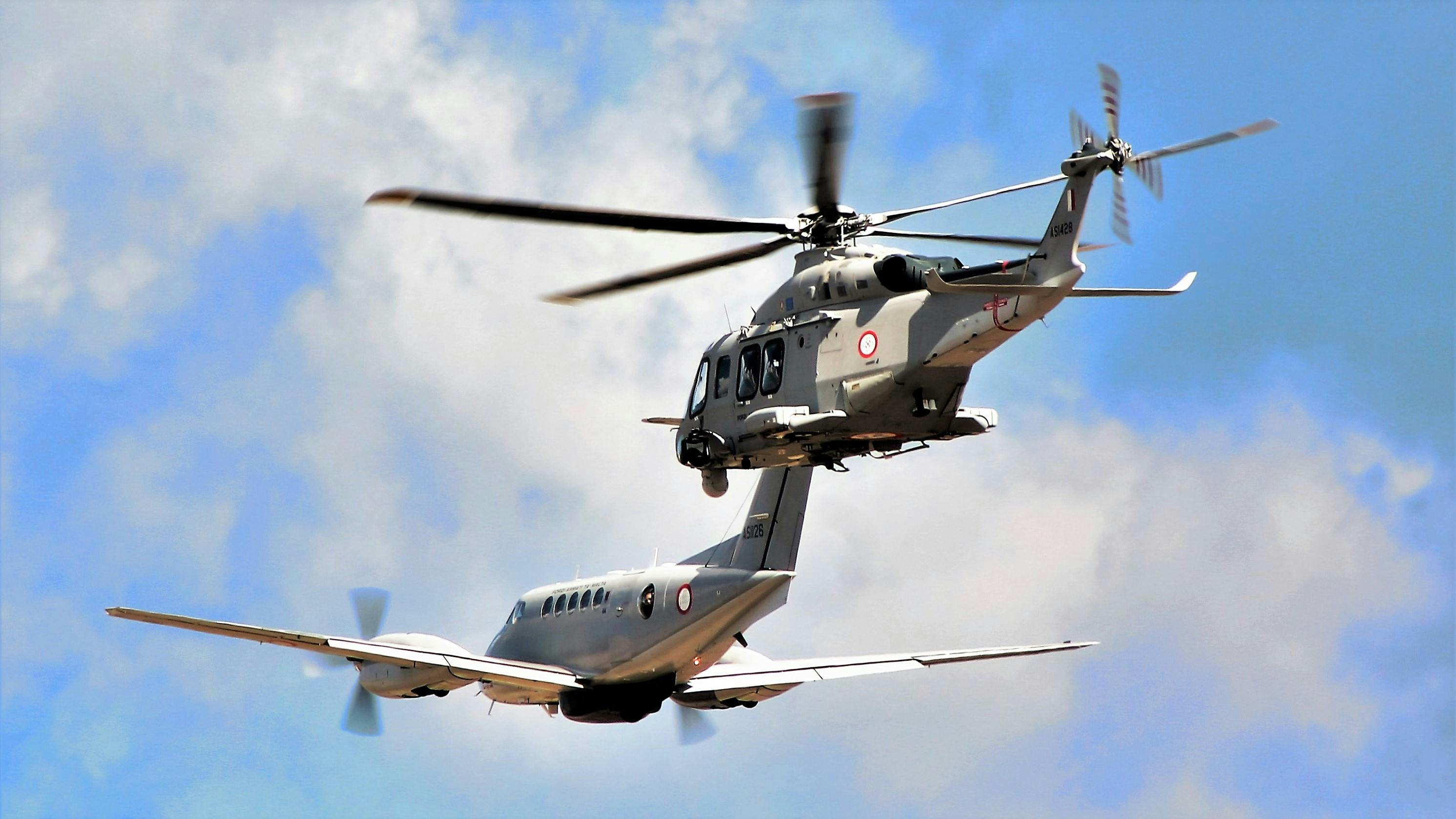 Helicopter and Airplane Flying in Formation · Free Stock Photo