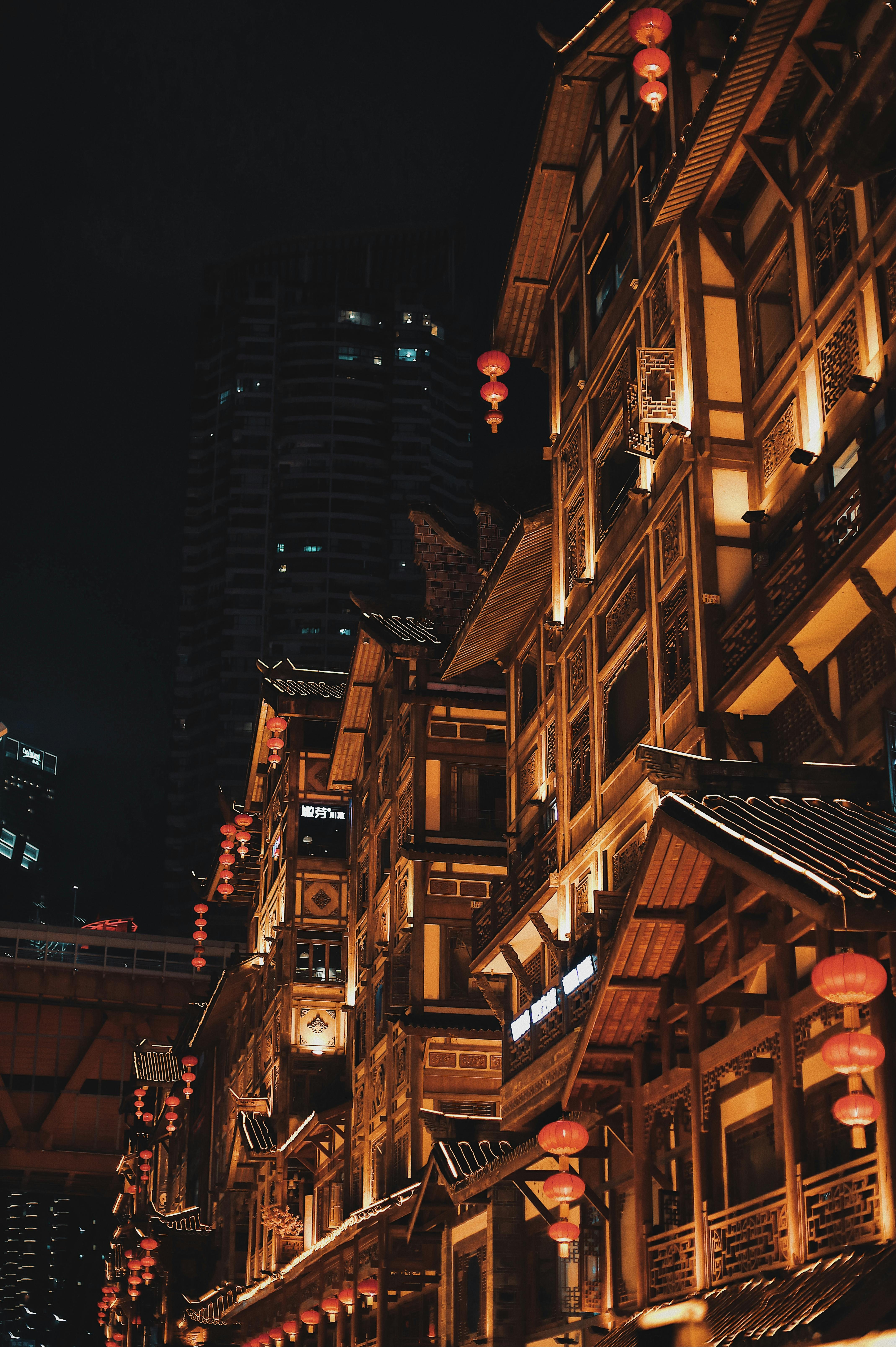 Illuminated Buildings · Free Stock Photo